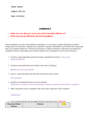 Assignment 3 Hardware components research-1-1 - Assignment 3 Make sure ...