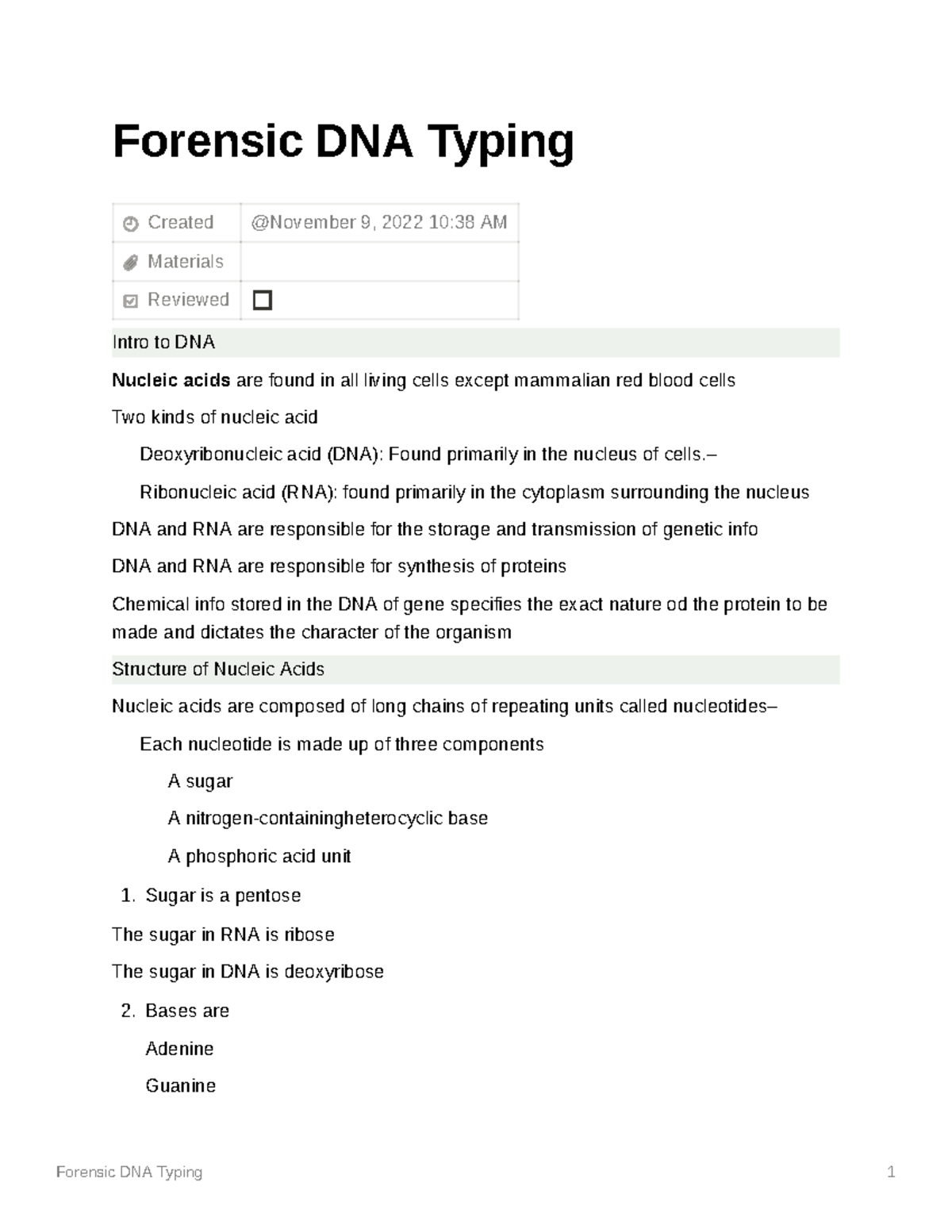 Forensic DNA Typing - Prof. Grewal - Forensic DNA Typing 1 Forensic DNA ...