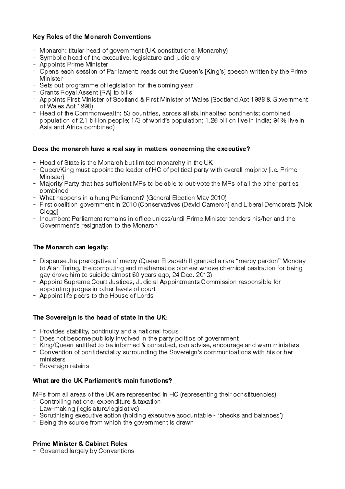 Lecture 5 - The Executive and Ministerial Accountability - Key Roles of ...