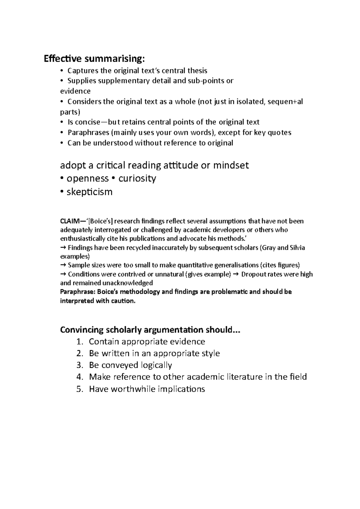 WRIT1005 L06 - Notes for L06: Effective summarising - Effective ...