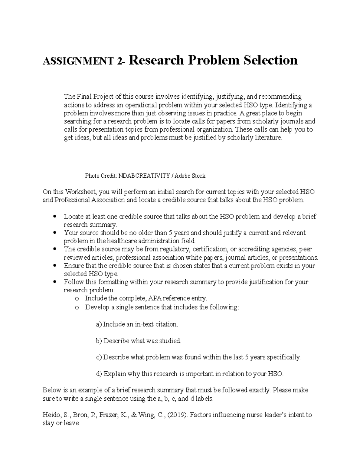 Assignment 2- Research Problem Selection - ASSIGNMENT 2- Research ...