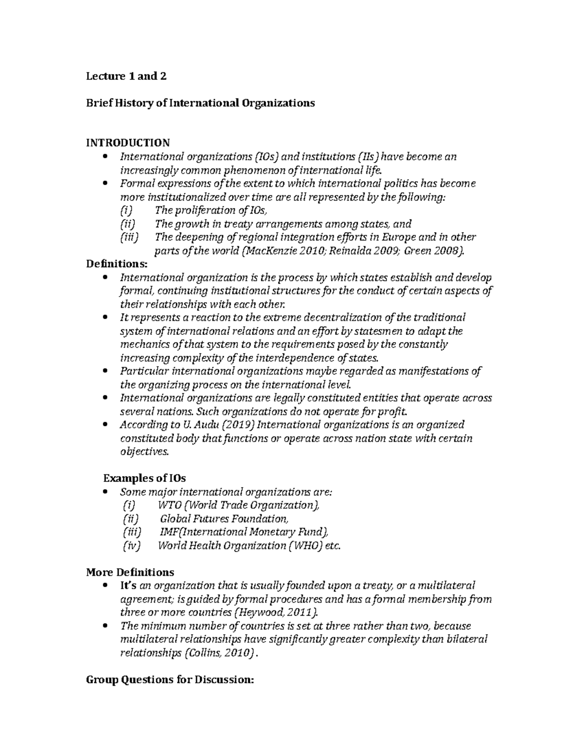 IOs lectures 1-4 reviewed - Lecture 1 and 2 Brief History of ...