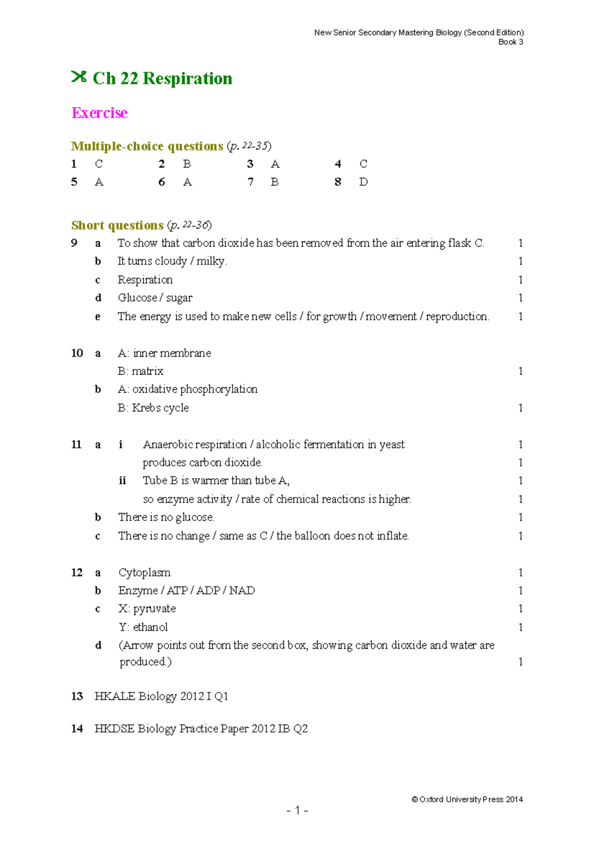 Ch22Textbook answer - New Senior Secondary Mastering Biology (Second ...