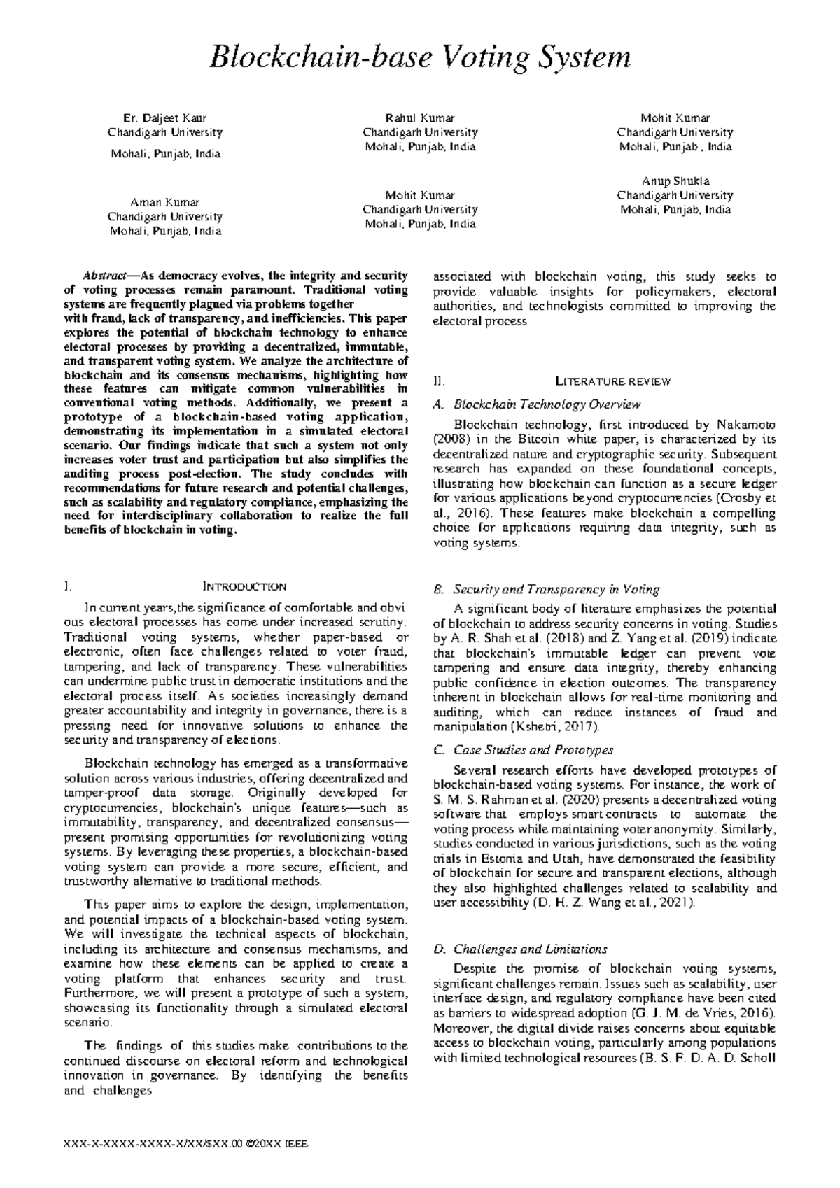 Blockchain based voting system Research paper - Blockchain-base Voting System Er. Daljeet Kaur ...