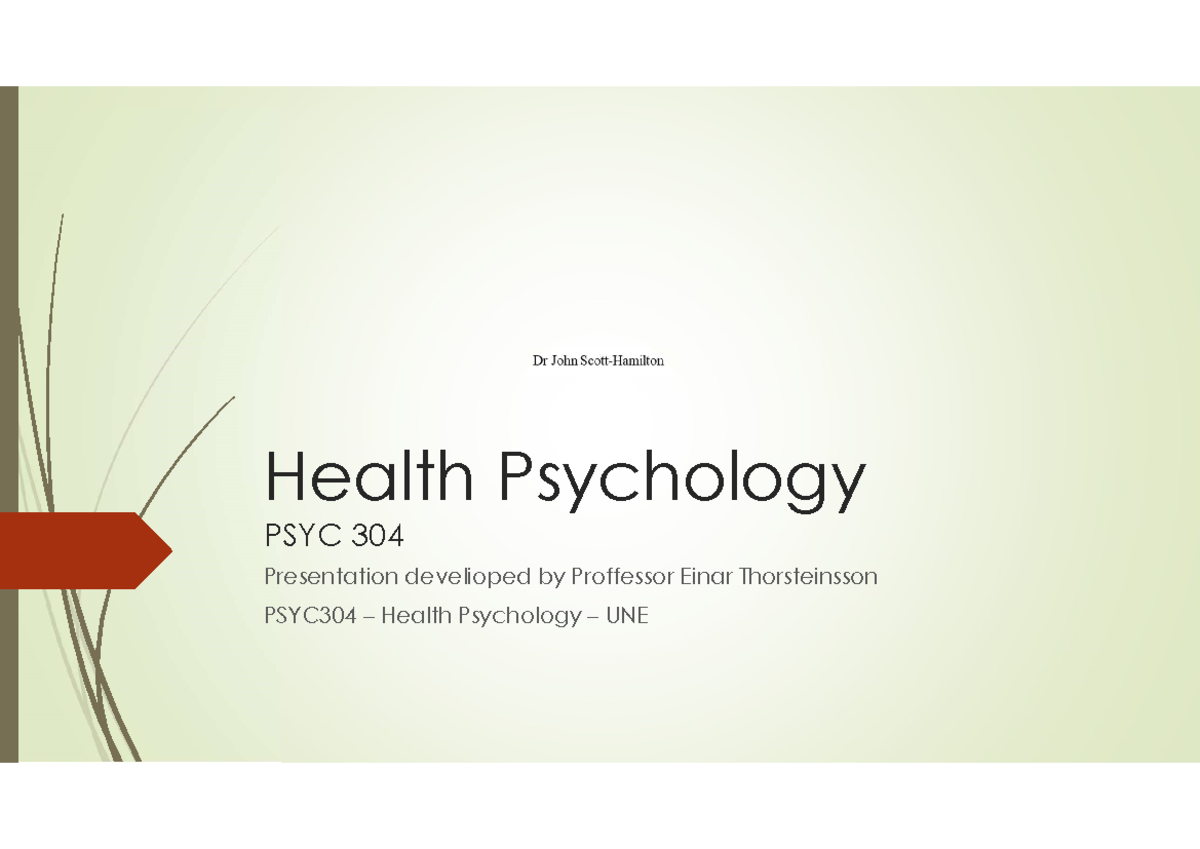 Week 1 Introduction PDF - Health Psychology PSYC 304 Presentation ...