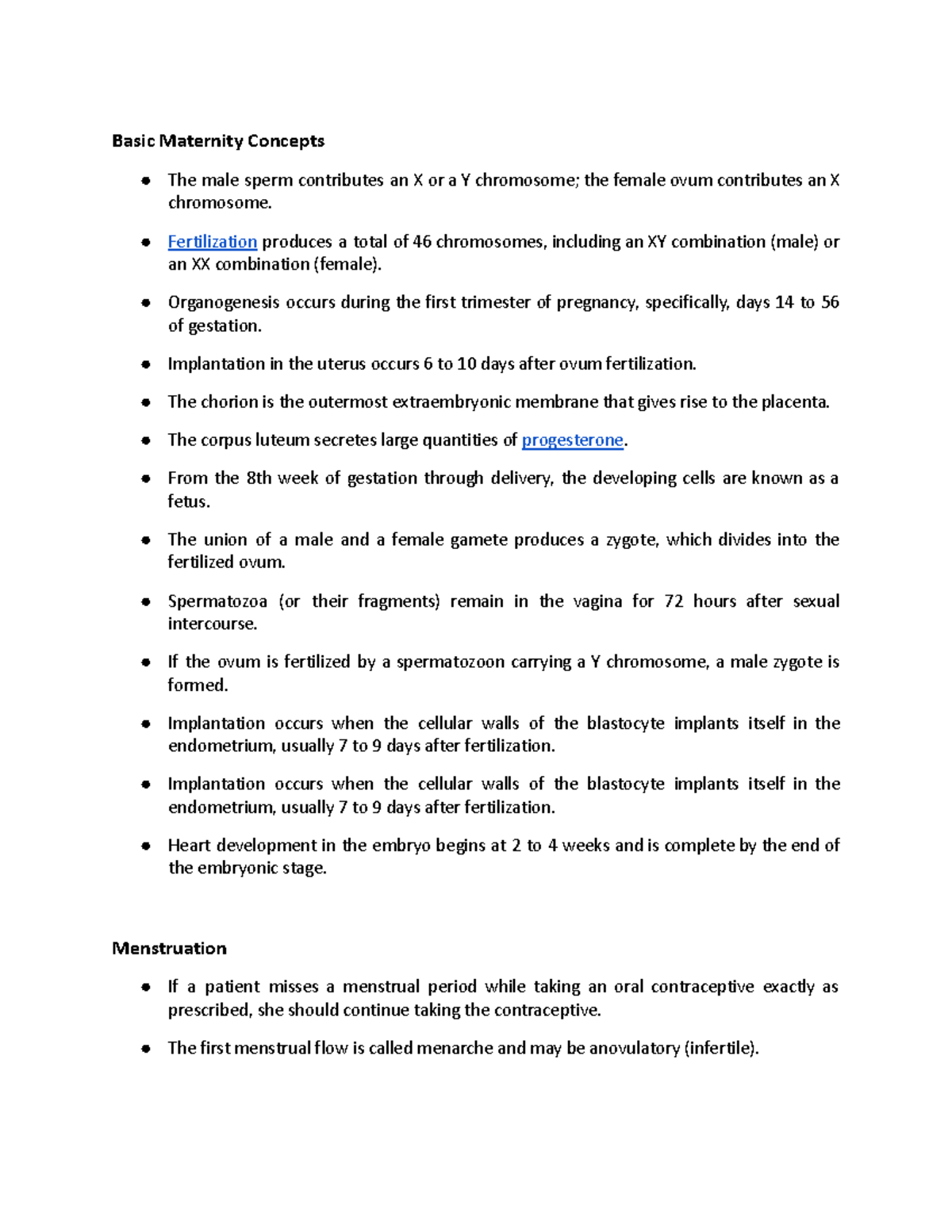 Maternity and Newborn Notes - Basic Maternity Concepts The male sperm ...