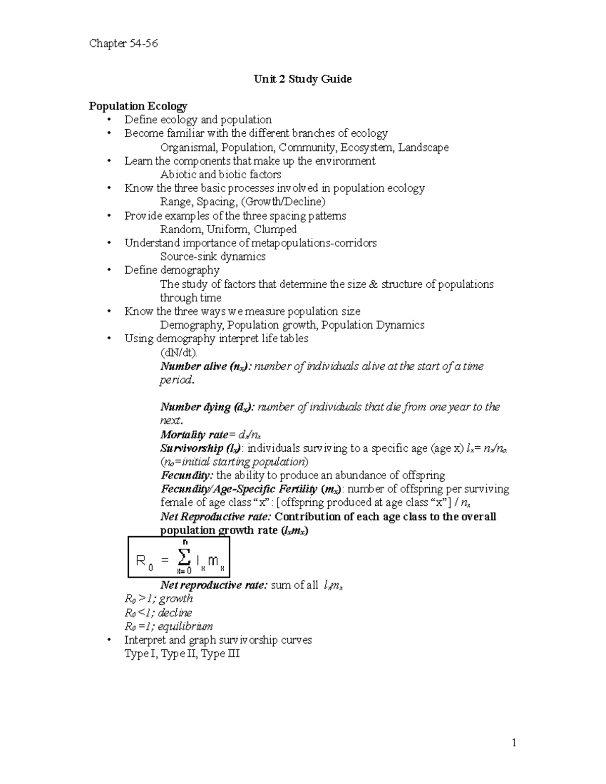 Unit 2 Exam Study Guide - Unit 2 Study Guide Population Ecology ...