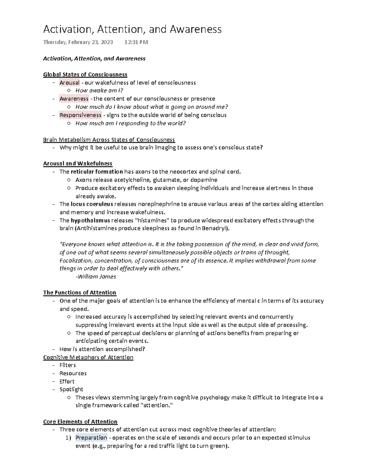 Activation Attention and Awareness - Activation, Attention, and ...