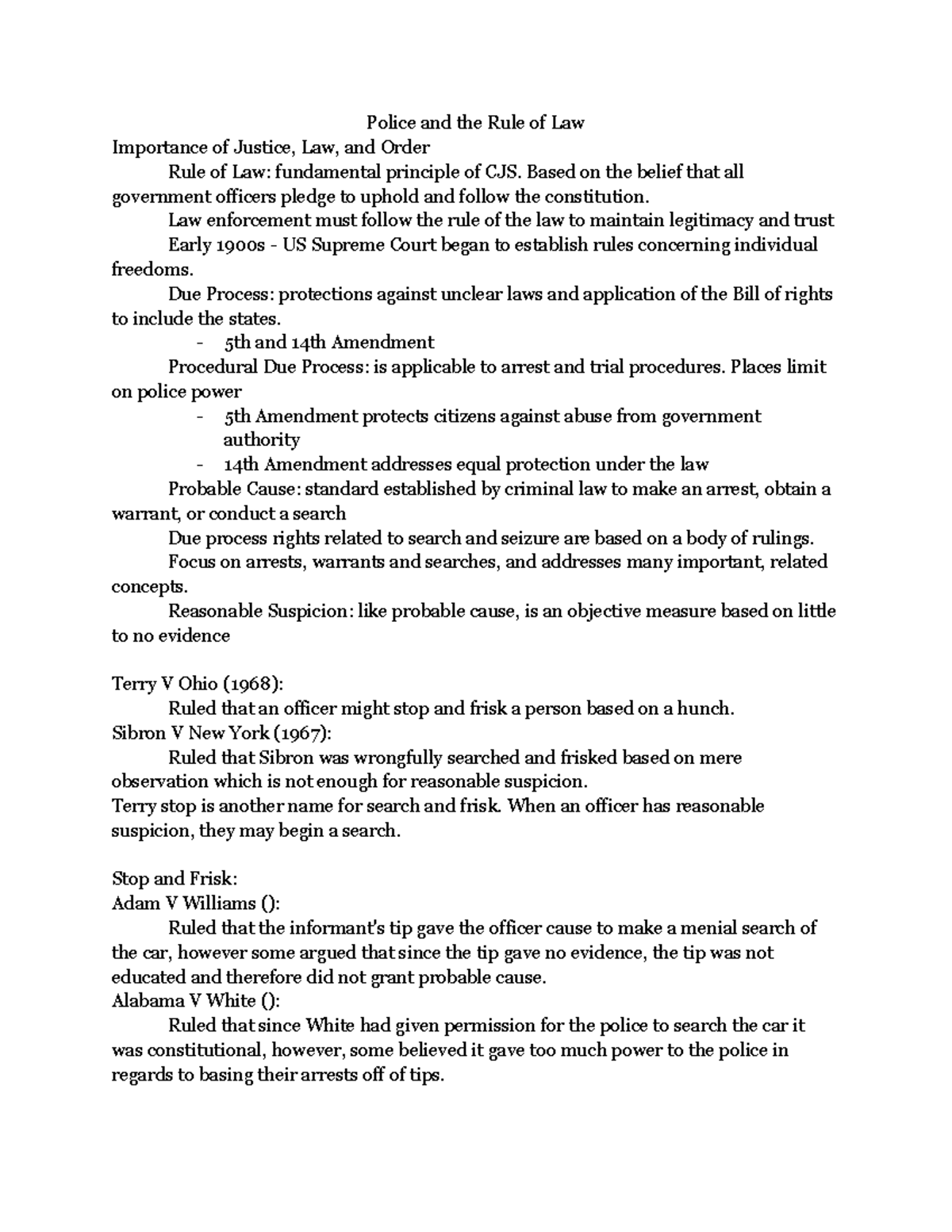 CCJ 101: Police and the Rule of Law - Police and the Rule of Law ...