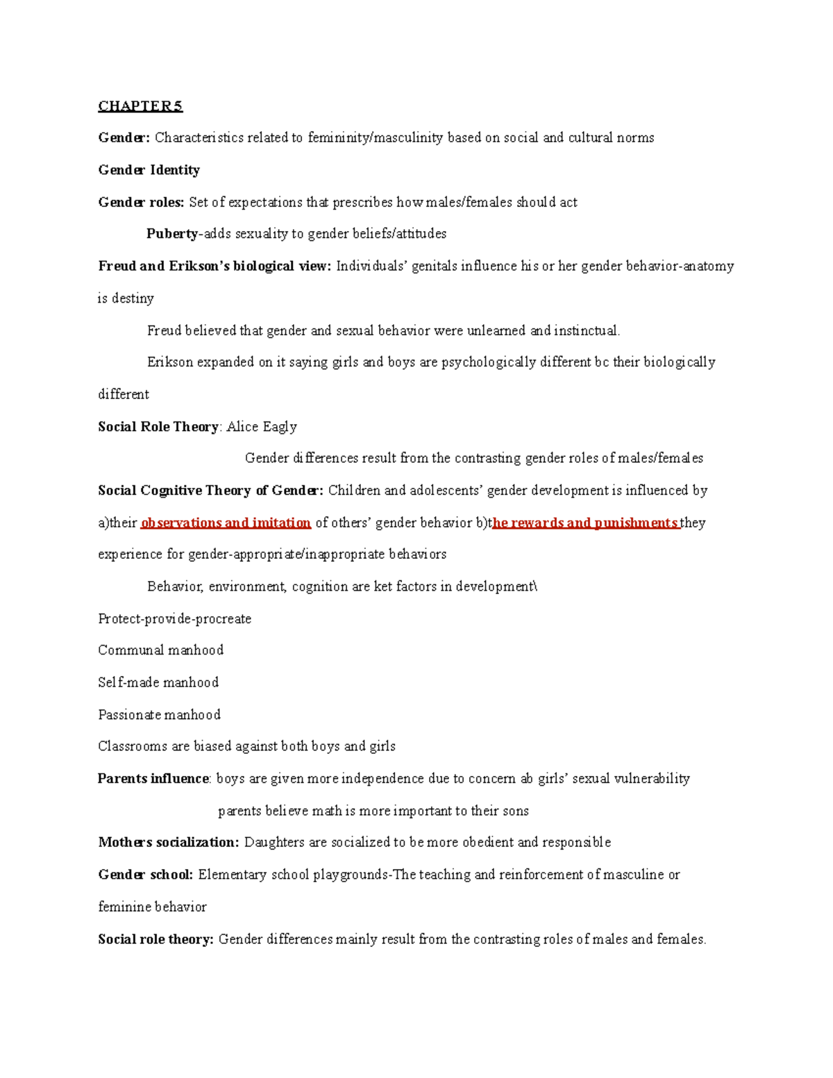 Adolescent psych test 2 study guide - CHAPTER 5 Gender: Characteristics ...