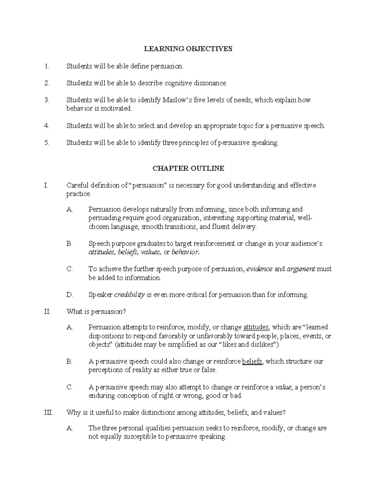 Notes Ch. 16 Public Speaking - LEARNING OBJECTIVES Students will be ...