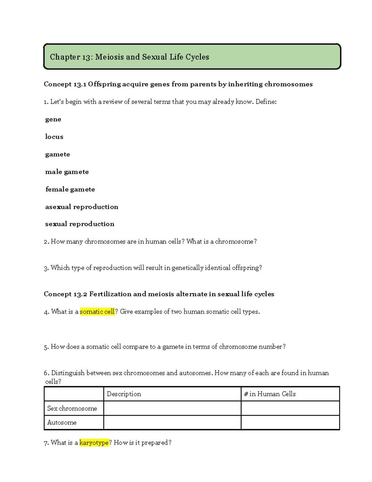 Chapter+13+-+Meiosis+and+Sexual+Life+Cycles - Concept 13 Offspring ...