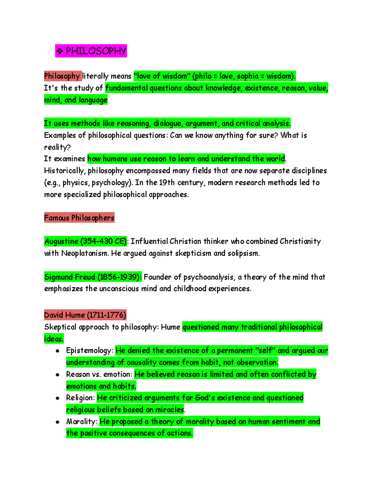 Understanding THE SELF - PHILOSOPHY Philosophy literally means "love of ...