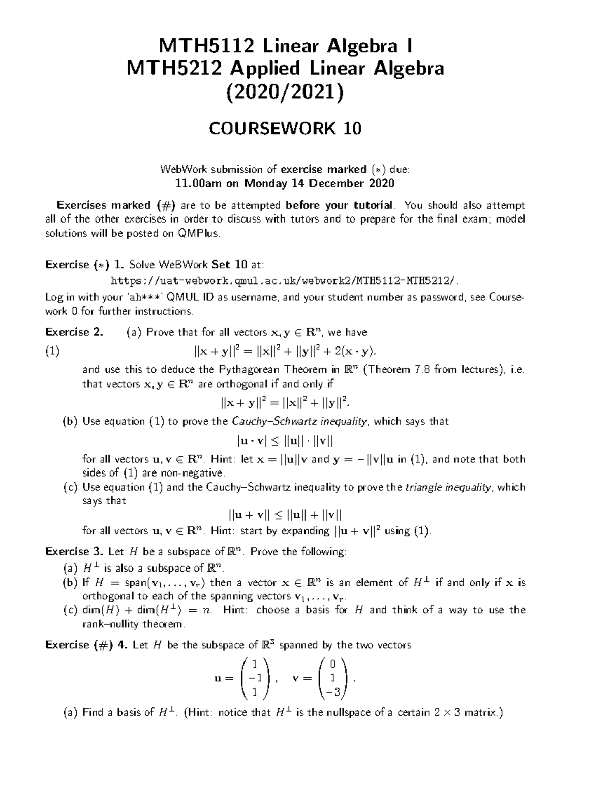 CW10-2020 - All lectures and course sheets on linear algebra 1 ...