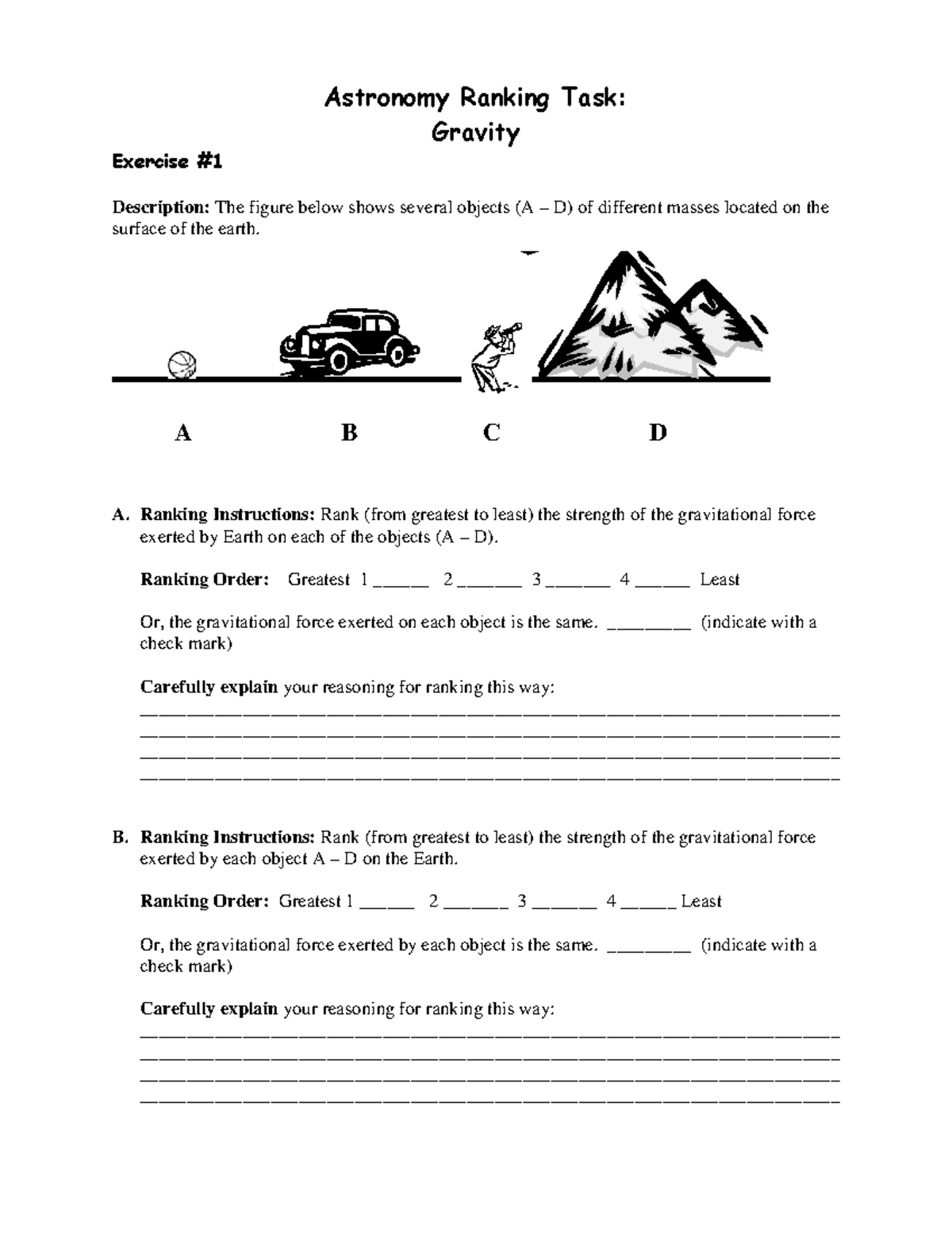 Gravity - idk what to do. - Gravity Exercise # Description: The figure ...