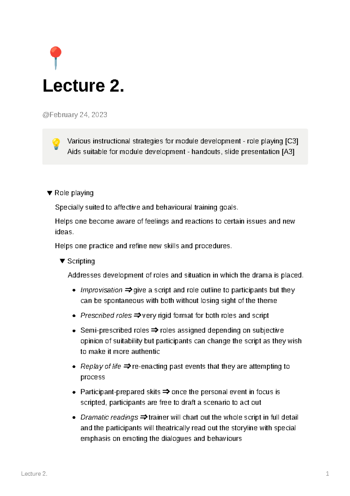 Presentations handouts as training aids - » Lecture 2. Various ...
