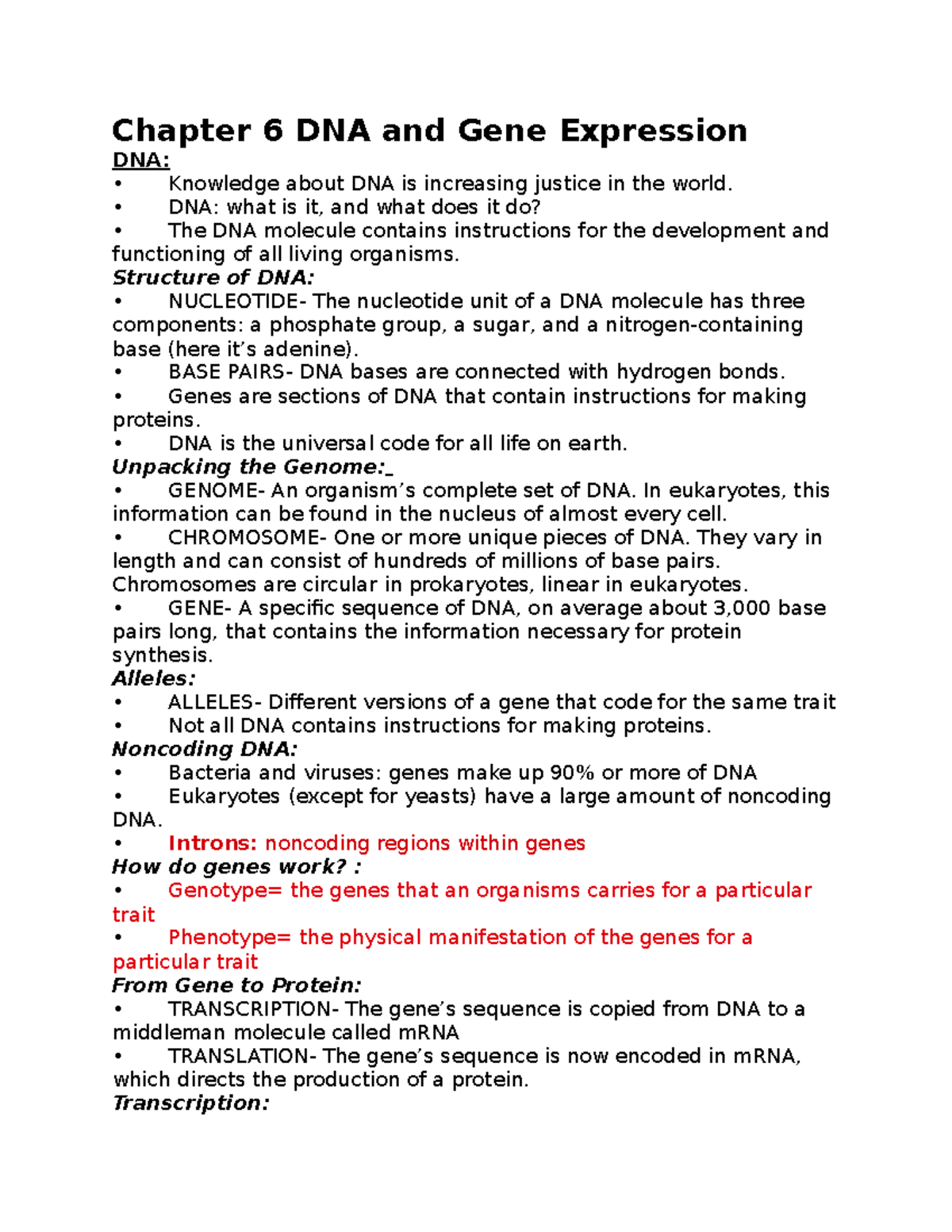 Chapter 6 DNA and Gene Expression - Chapter 6 DNA and Gene Expression ...