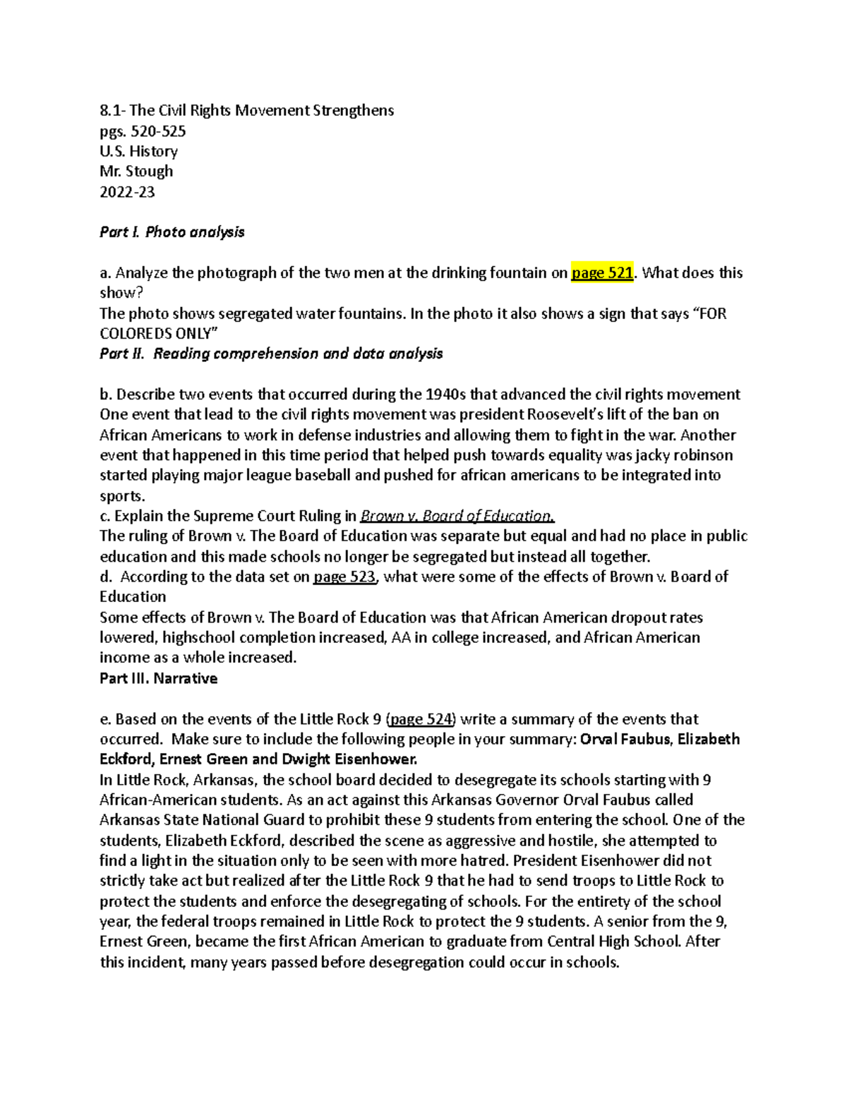 Civil+Rights+Worksheet (1) - Google Docs - 8- The Civil Rights Movement ...