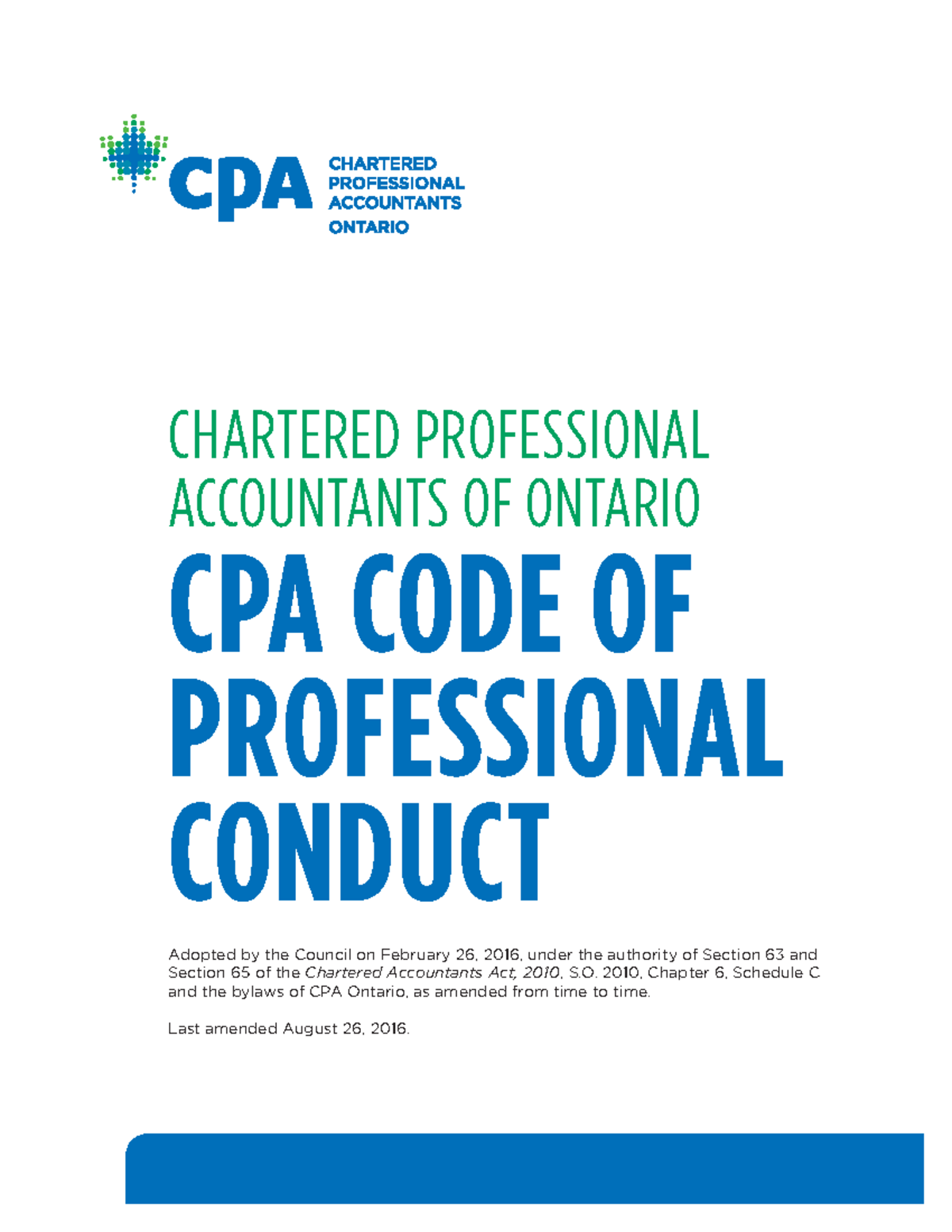 CPA Ontario Code of Professional Conduct - CHARTERED PROFESSIONAL ...