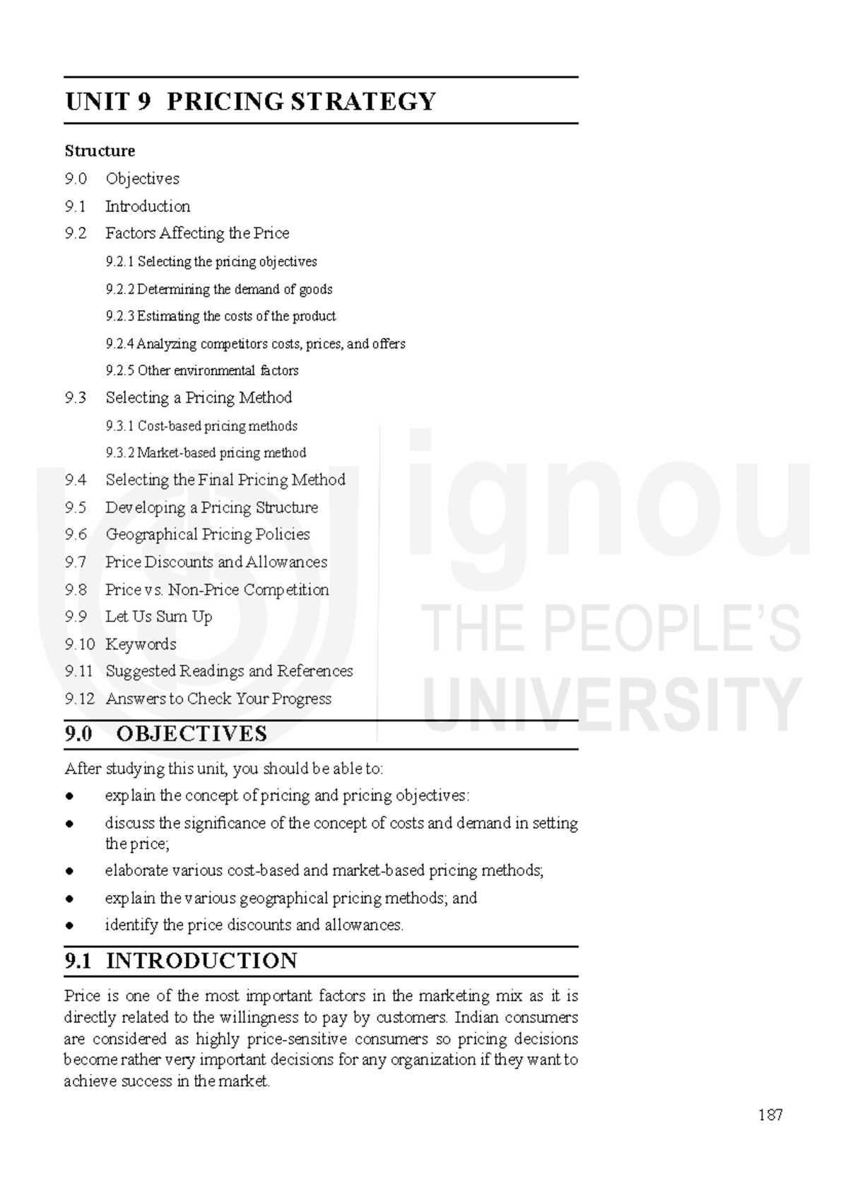 Unit-9 - Just a programe - Unit 9 PRiCinG StRAtEGY Structure 9 ...