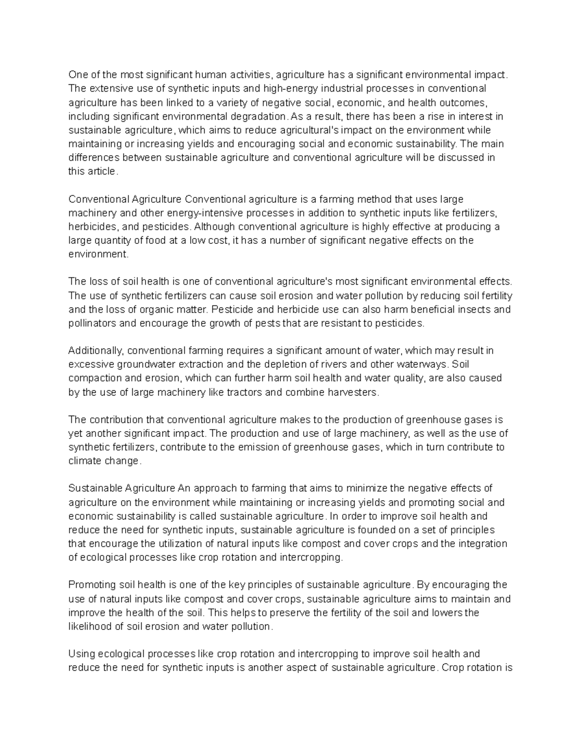 Conventional Sustainable Agriculture Notes - One of the most ...