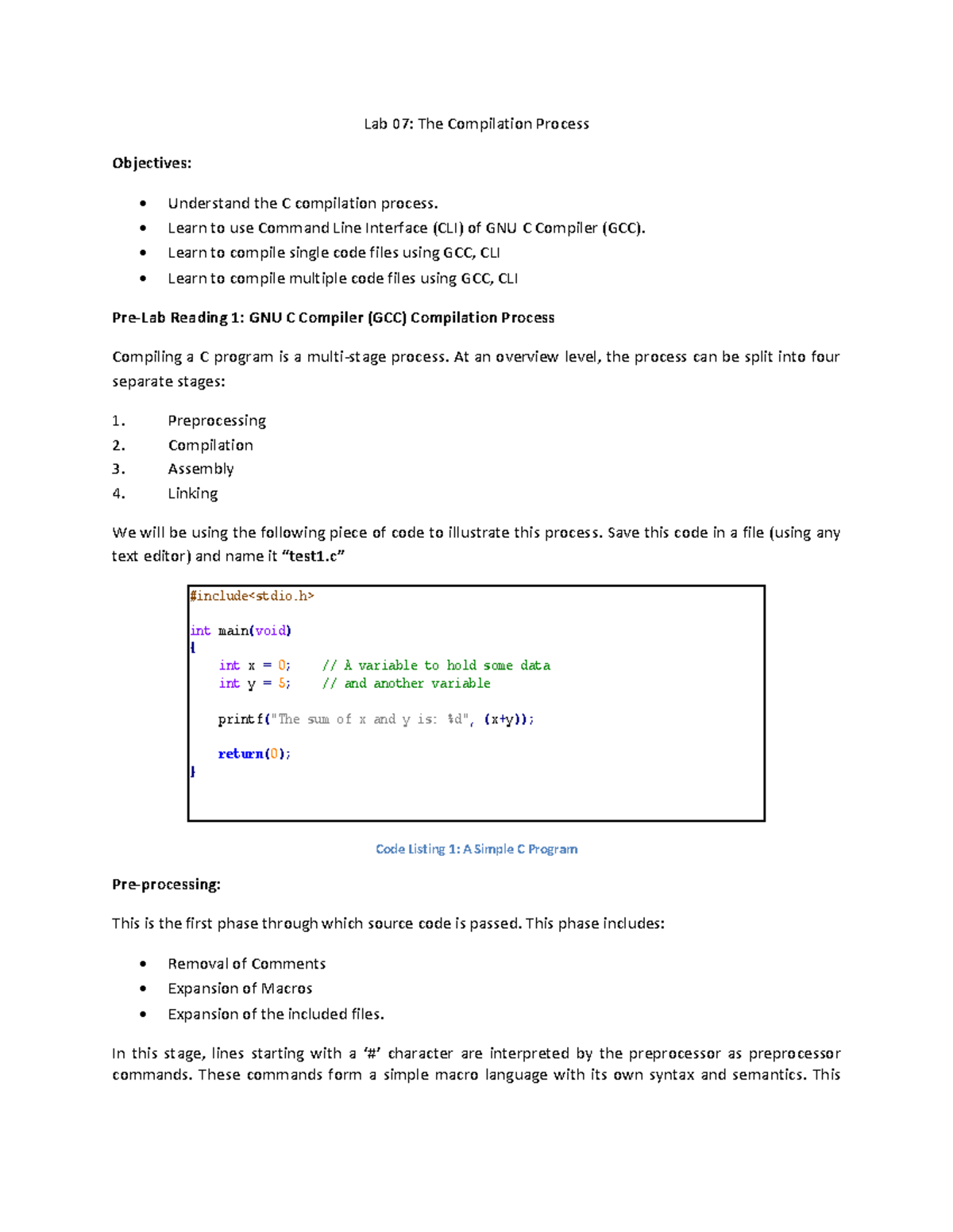 Lab 07 - Lab report - Lab 07: The Compilation Process Objectives ...