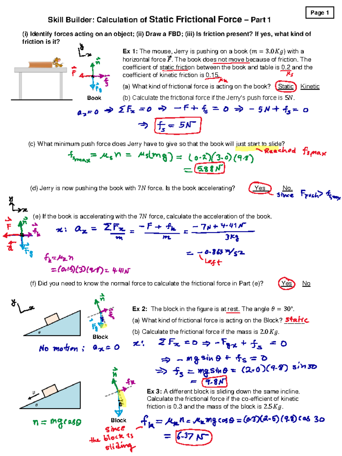 Fs Calc Skill Sp20 Solution - Skill Builder: Calculation of Static Frictional Force – Part 1 ...