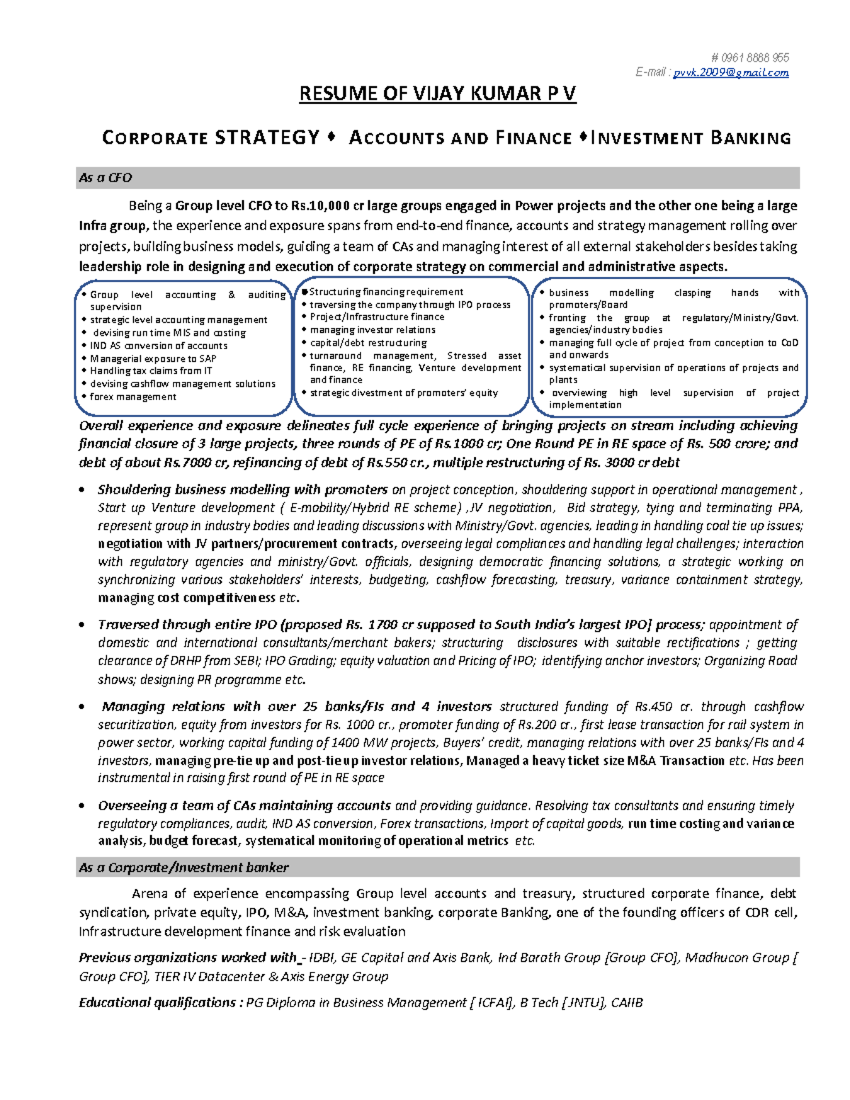 Vijay resume pdf - 1所得税副董事 - 0961 8888 955 E-mail : pvvk@gmail RESUME OF VIJAY KUMAR P V ...
