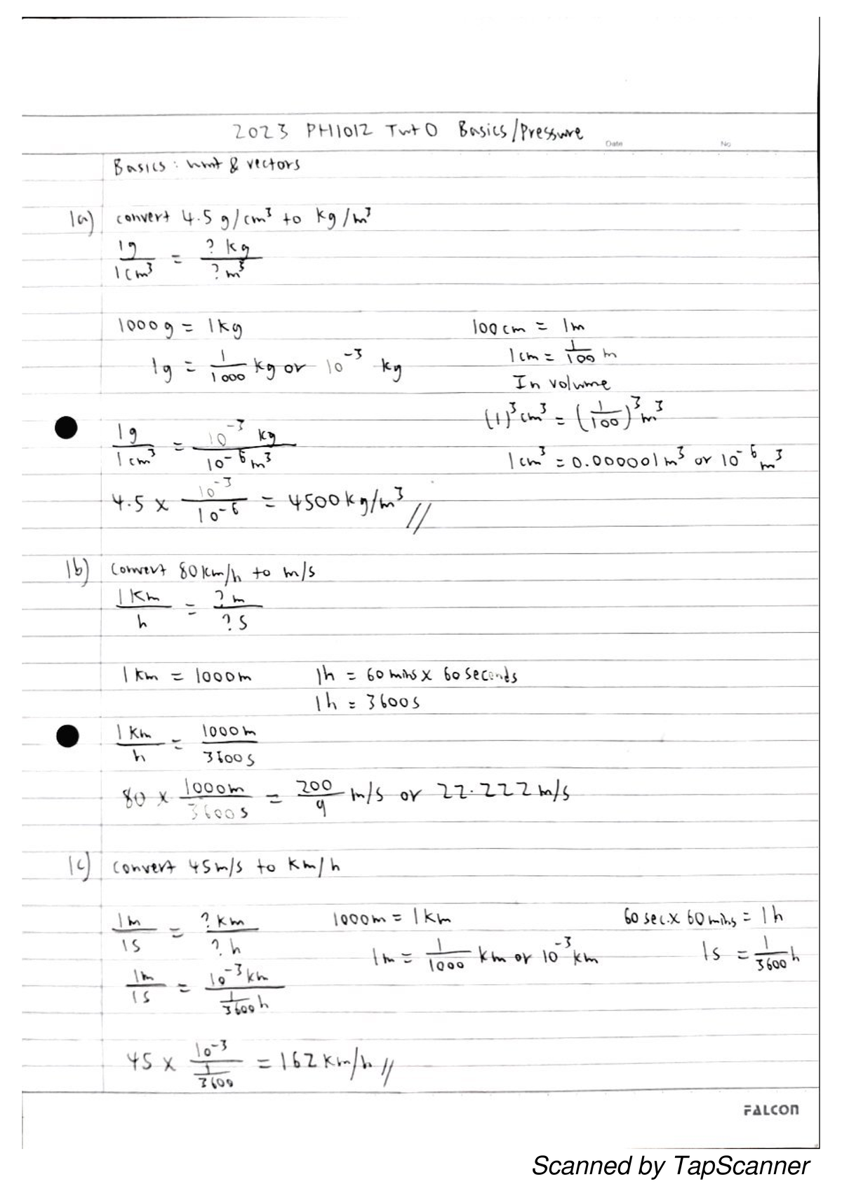 2023 PH1012 TUT 0 questions 1 to 5 - PH1012 - Scanned by TapScanner - Studocu