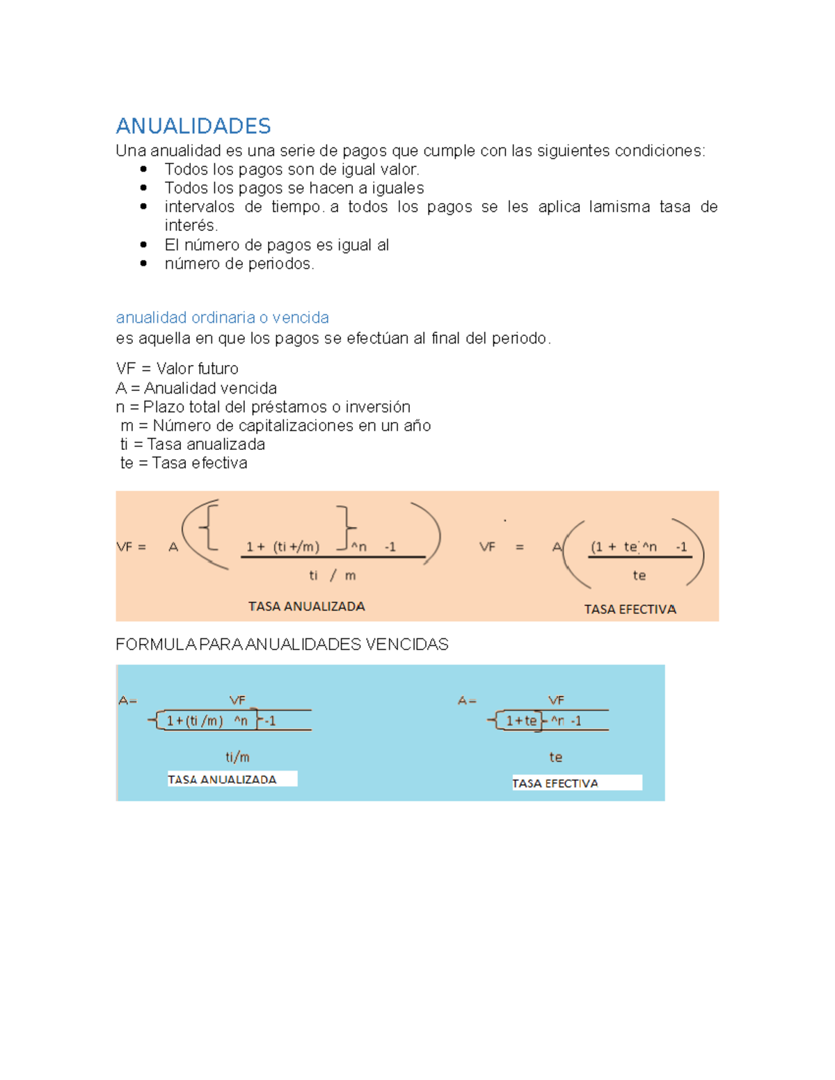 Anualidades - tipos de anulidad - ANUALIDADES Una anualidad es una ...