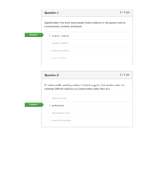 Public Speaking Quiz 1 - Test with answers. - COMM 1101 - Studocu