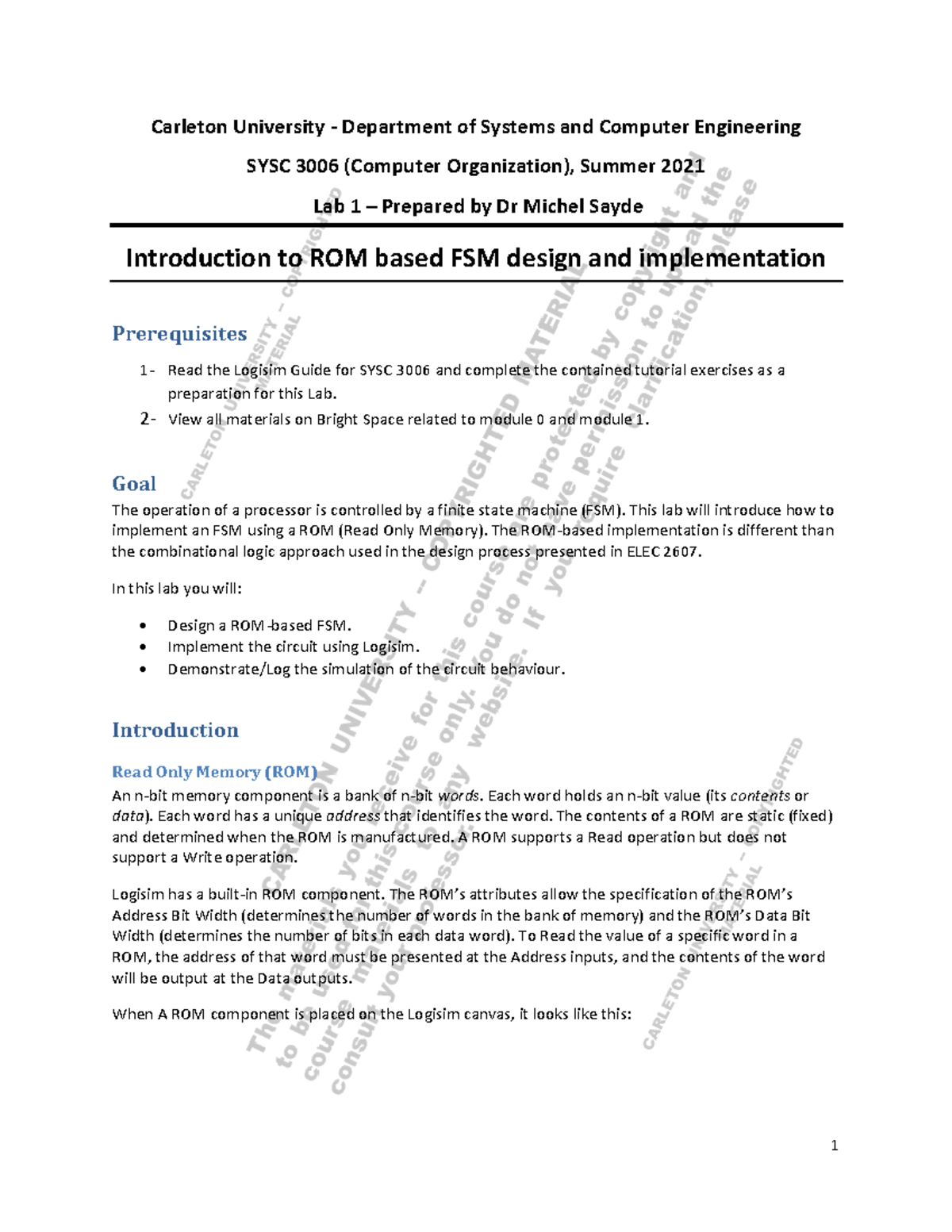SYSC3006 Lab1 S21 v2 - 2222222 - Carleton University - Department of Systems and Computer - Studocu