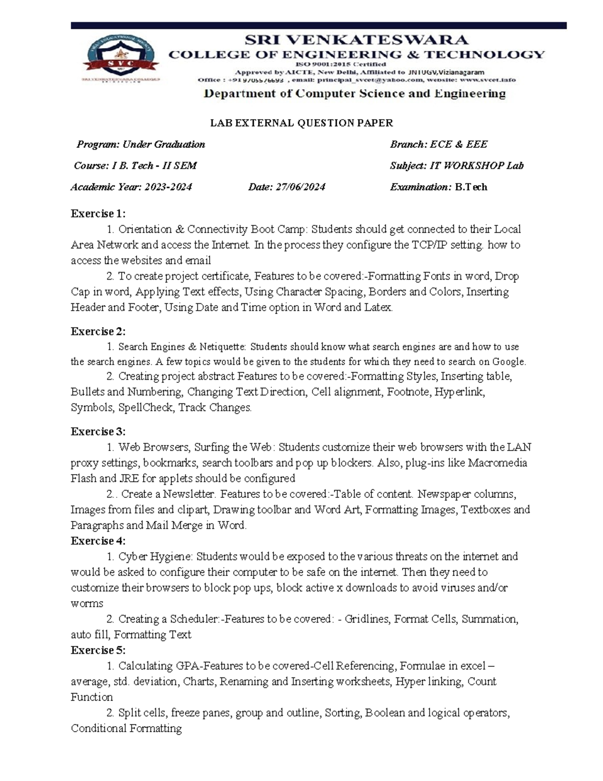 It workshop lab internal By sateesh - LAB EXTERNAL QUESTION PAPER ...