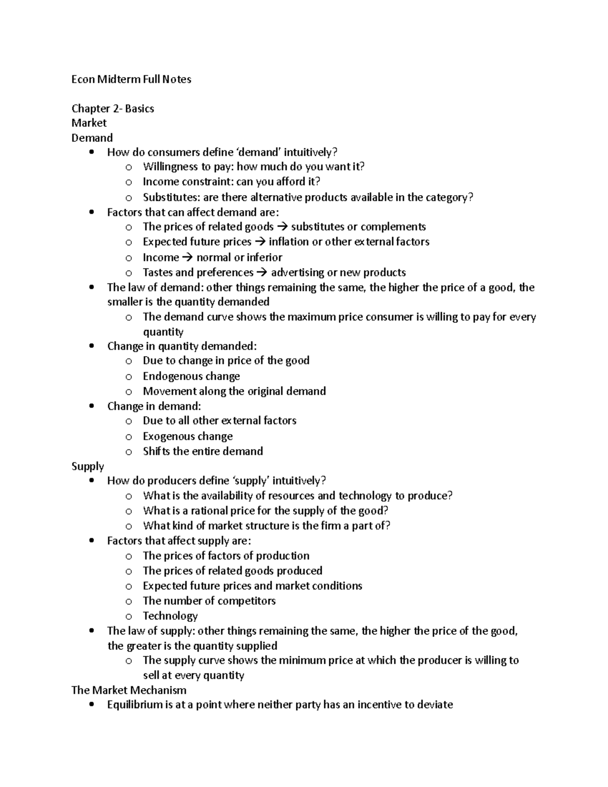 Econ Midterm Full Notes - Econ Midterm Full Notes Chapter 2- Basics ...