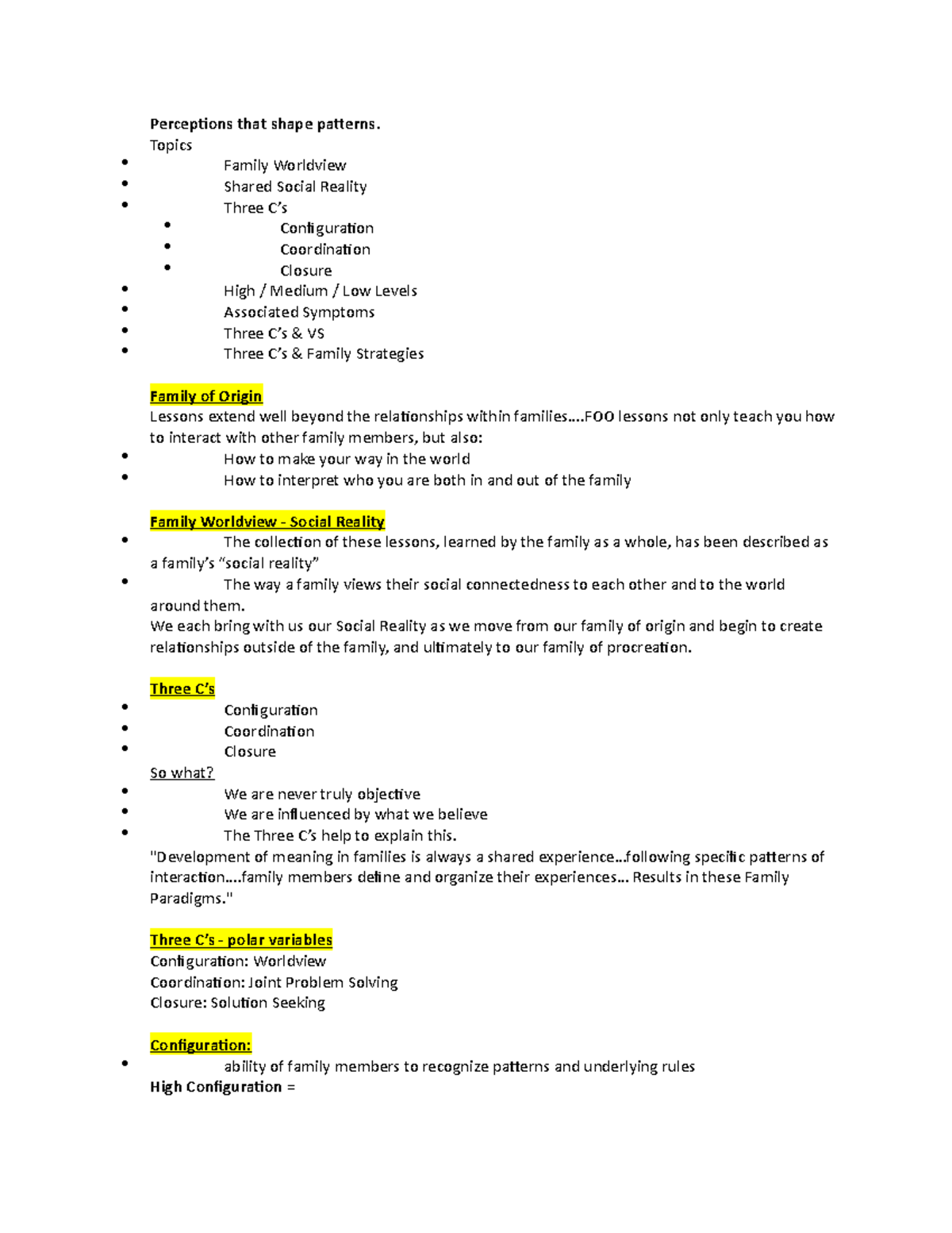 Family Worldview - Lecture notes Week 4 - Perceptions that shape - Studocu