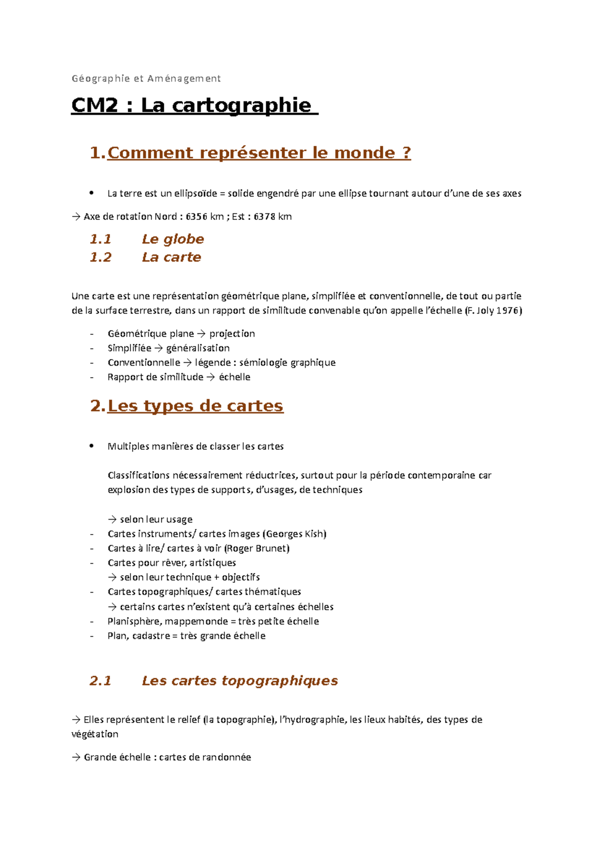 CM2 - Notes CM - Géographie et Aménagement CM2 : La cartographie 1 ...
