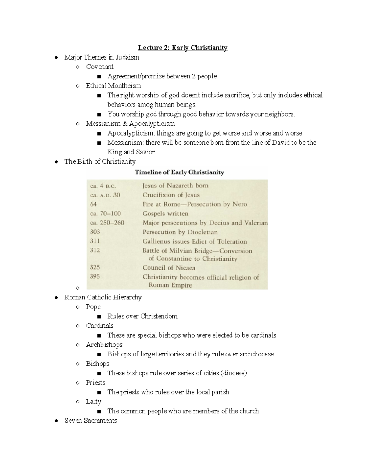 Lecture 2 Early Christianity - Lecture 2: Early Christianity Major ...