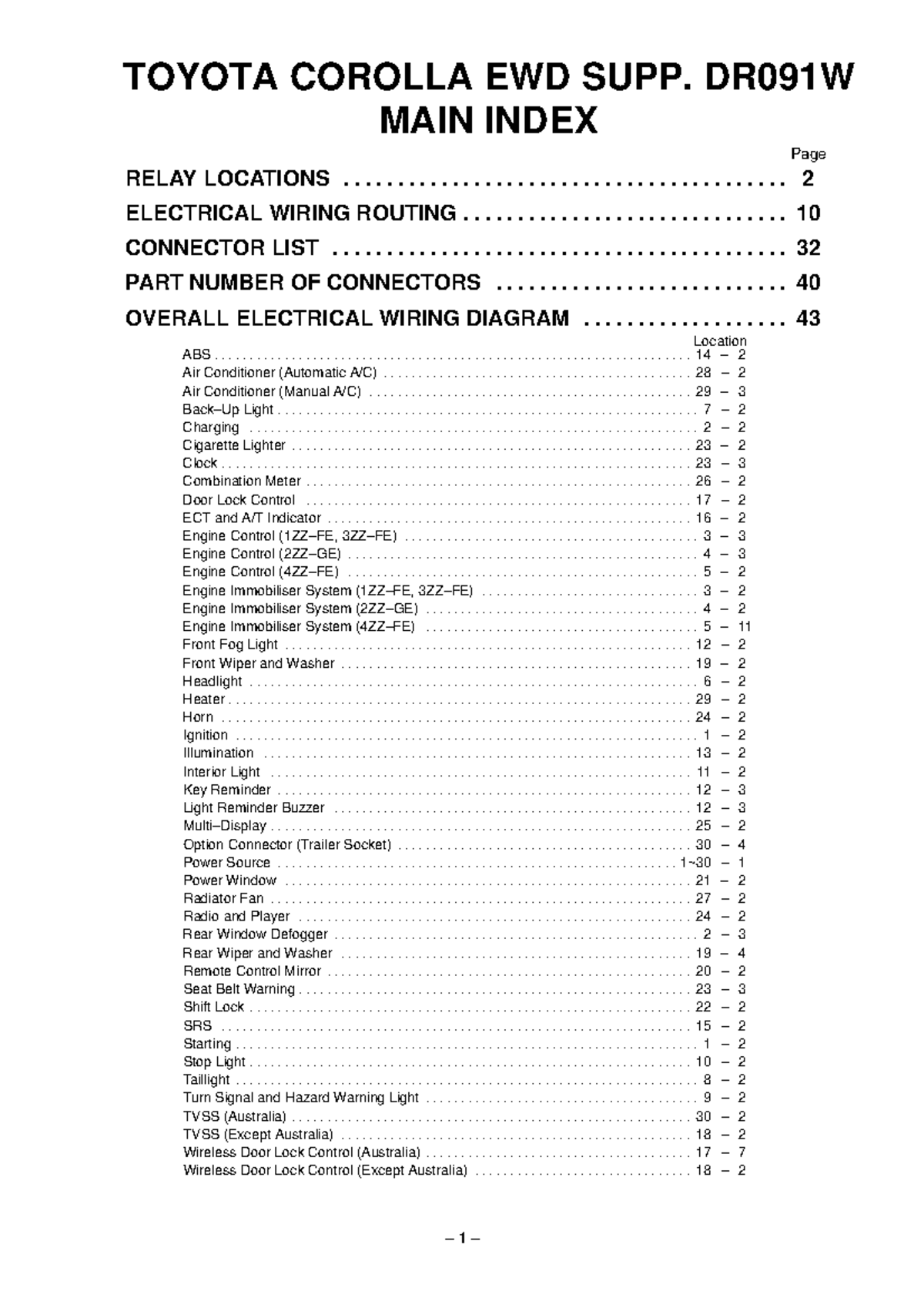 Diagramas eléctrico Corolla prácticas motor 1zz - Page TOYOTA COROLLA ...