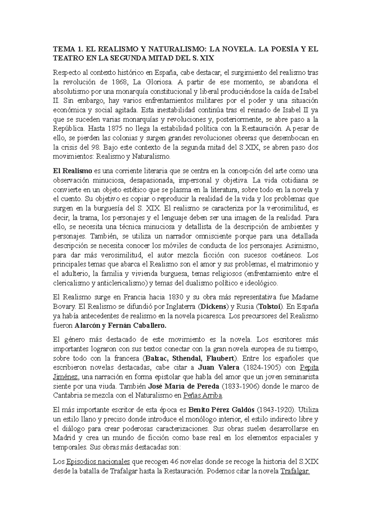 Tema 1. El Realismo y el Naturalismo - TEMA 1. EL REALISMO Y ...