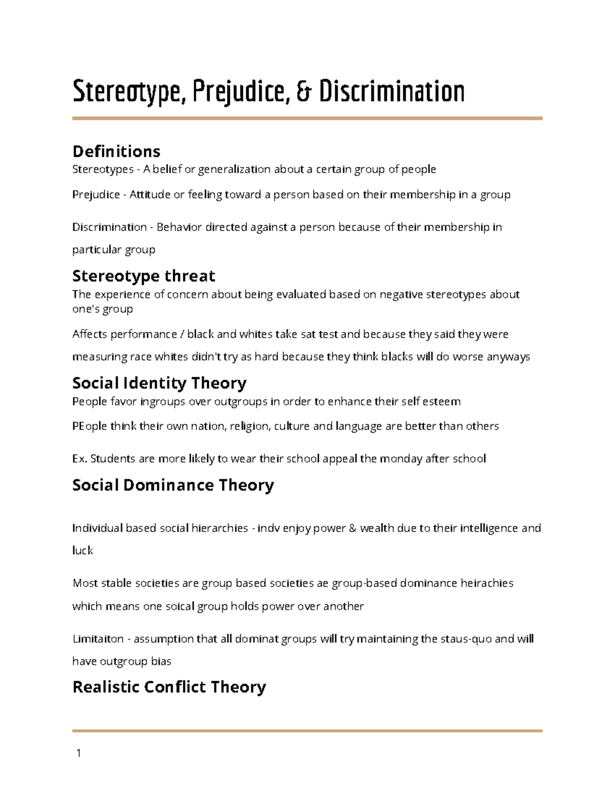 Stereotype, Prejudice, Discrimination - Stereotype, Prejudice ...
