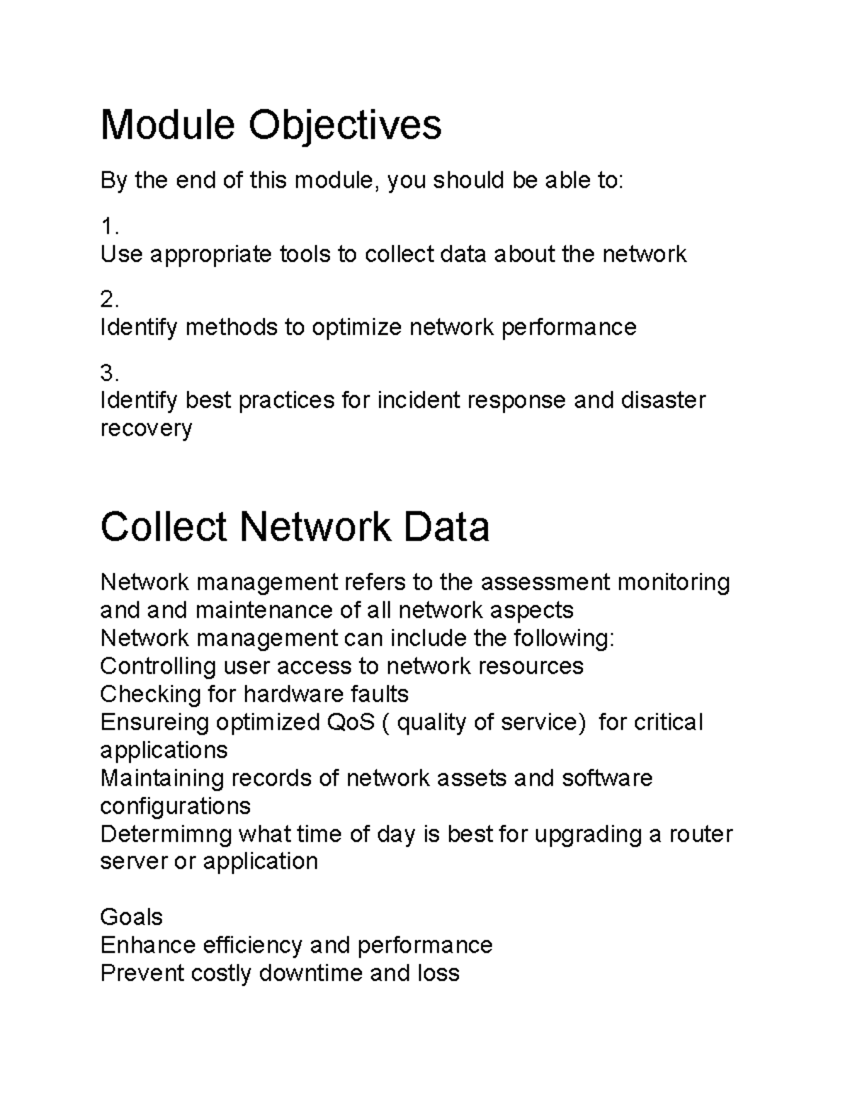 Module 12 Performance and Recovery - Module Objectives By the end of ...