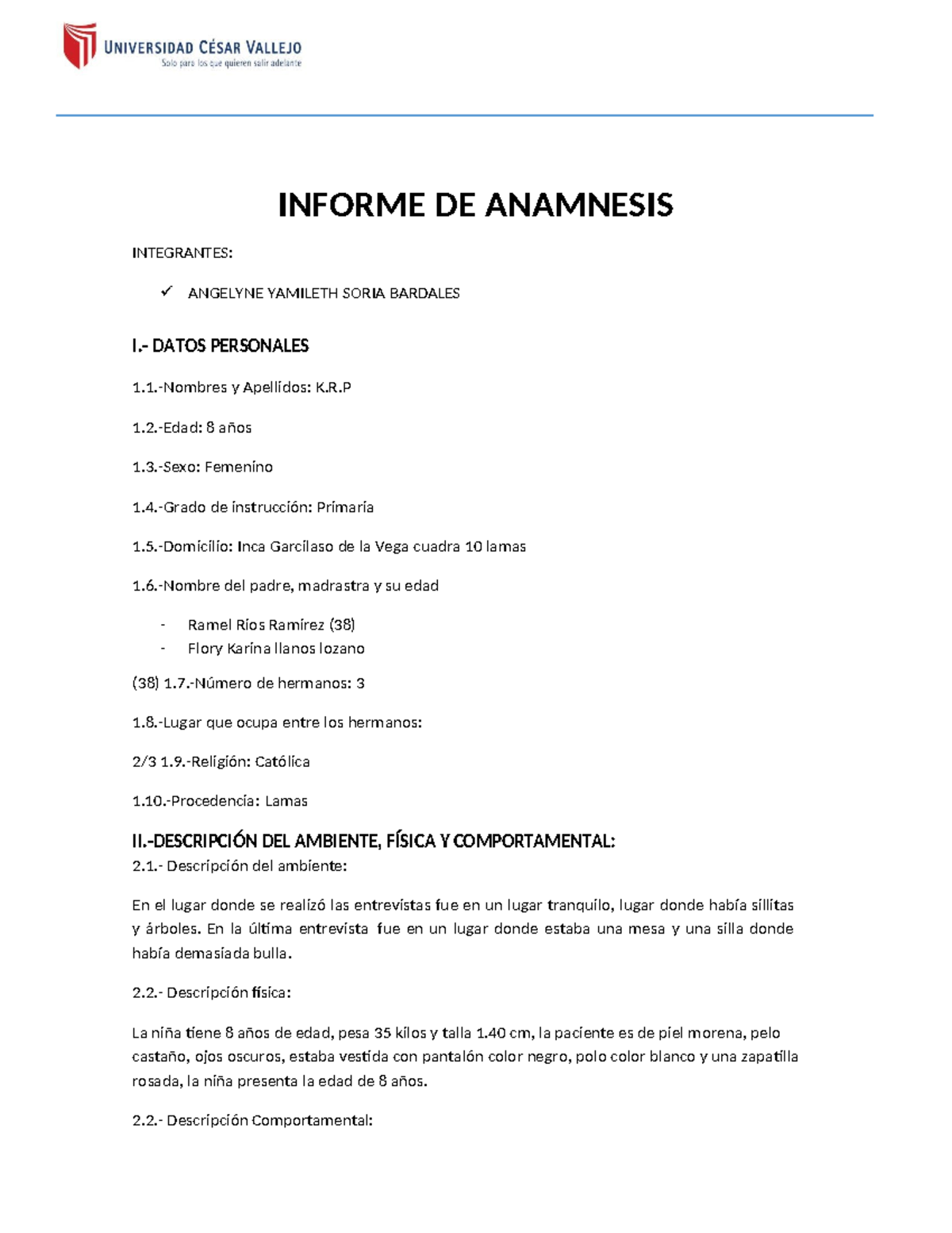 Ujum ujum - GUÍA DE Anamnesis Psicológica Adultos - INFORME DE ...