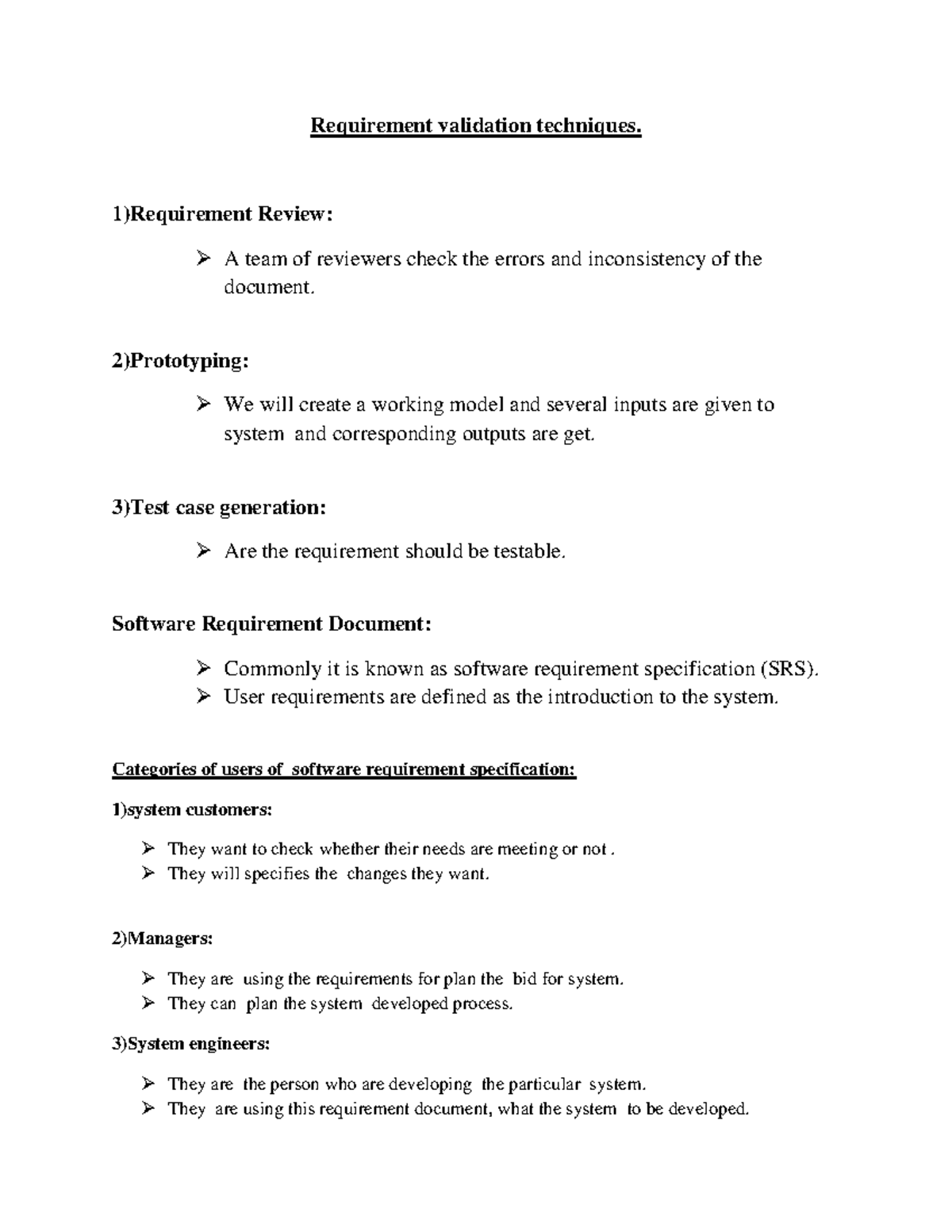Requirement validation techniques - 1)Requirement Review: A team of ...