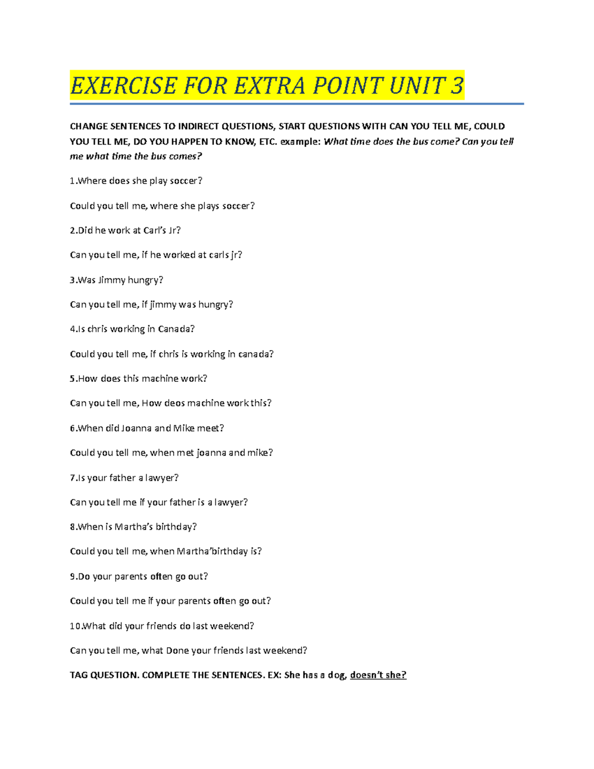 Copia de Exercise FOR Extra Point UNIT 3 - EXERCISE FOR EXTRA POINT ...