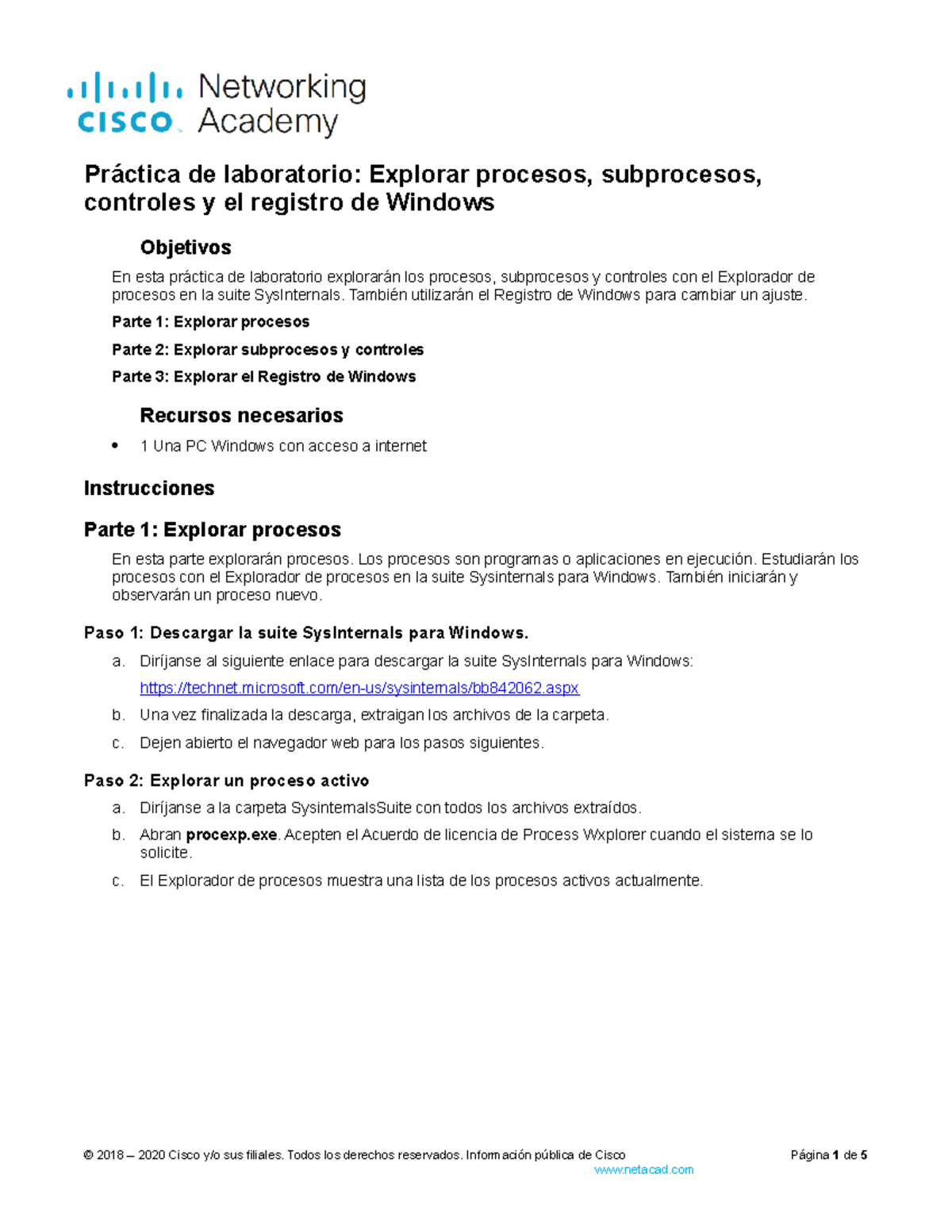 3.2.11 Lab - Exploring Processes, Threads, Handles, and Windows Registry - Práctica de ...