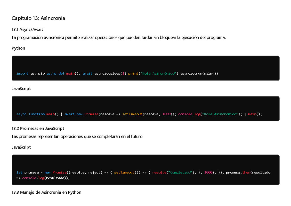 Capítulo 13 Asincronía - Capítulo 13: Asincronía 13 Async/Await La ...