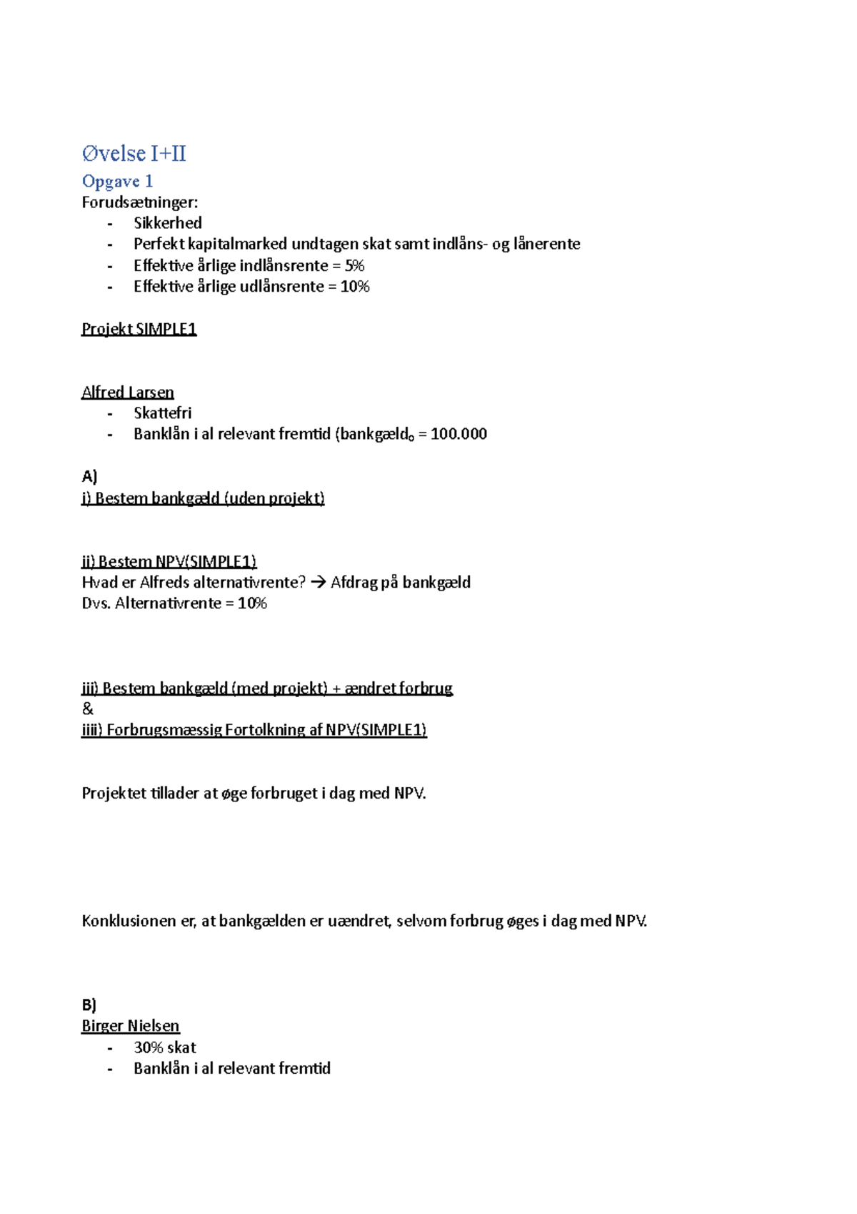 Finansering Øvelser - Generelle øvelsesopgaver i finansiering. - Øvelse ...