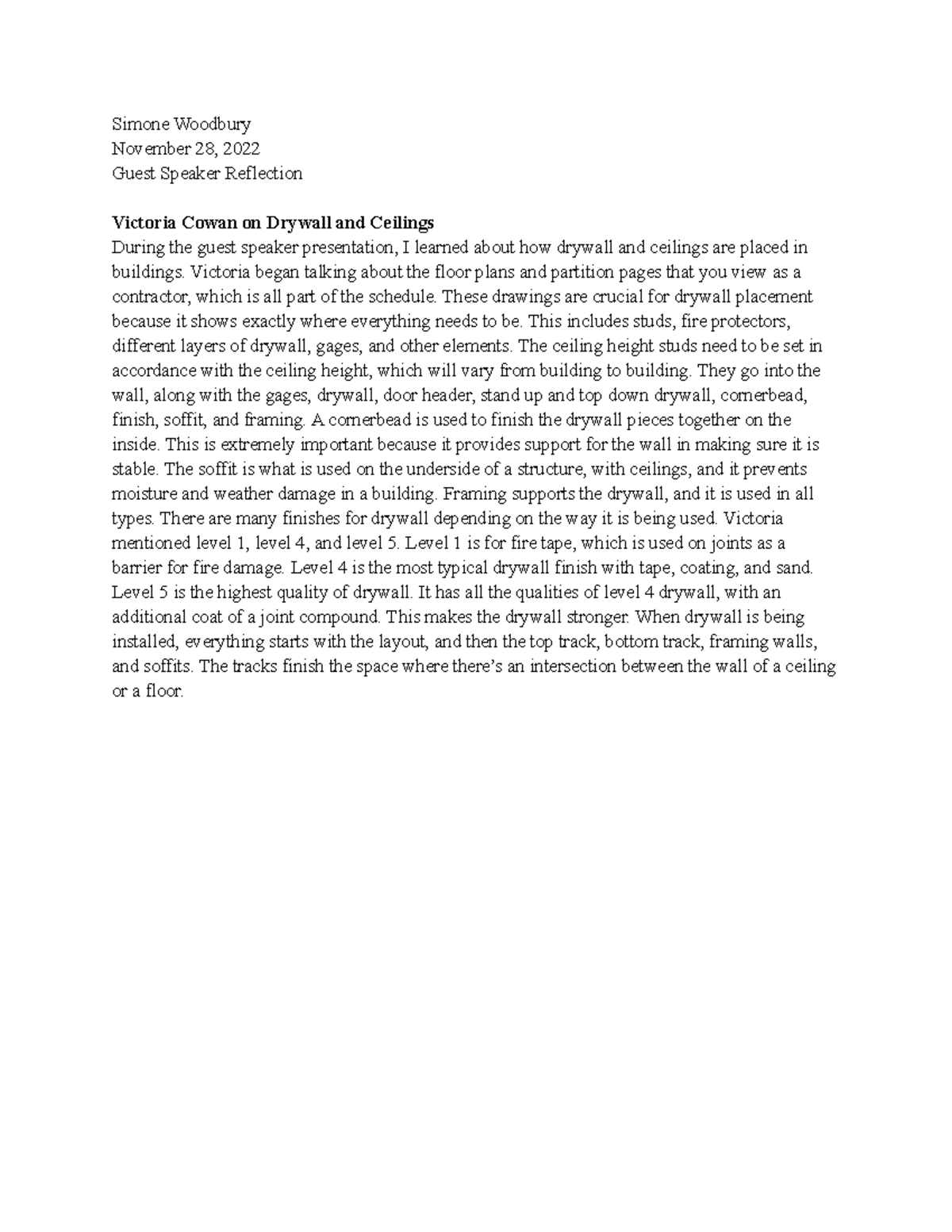 Reflection 3 - Simone Woodbury November 28, 2022 Guest Speaker ...