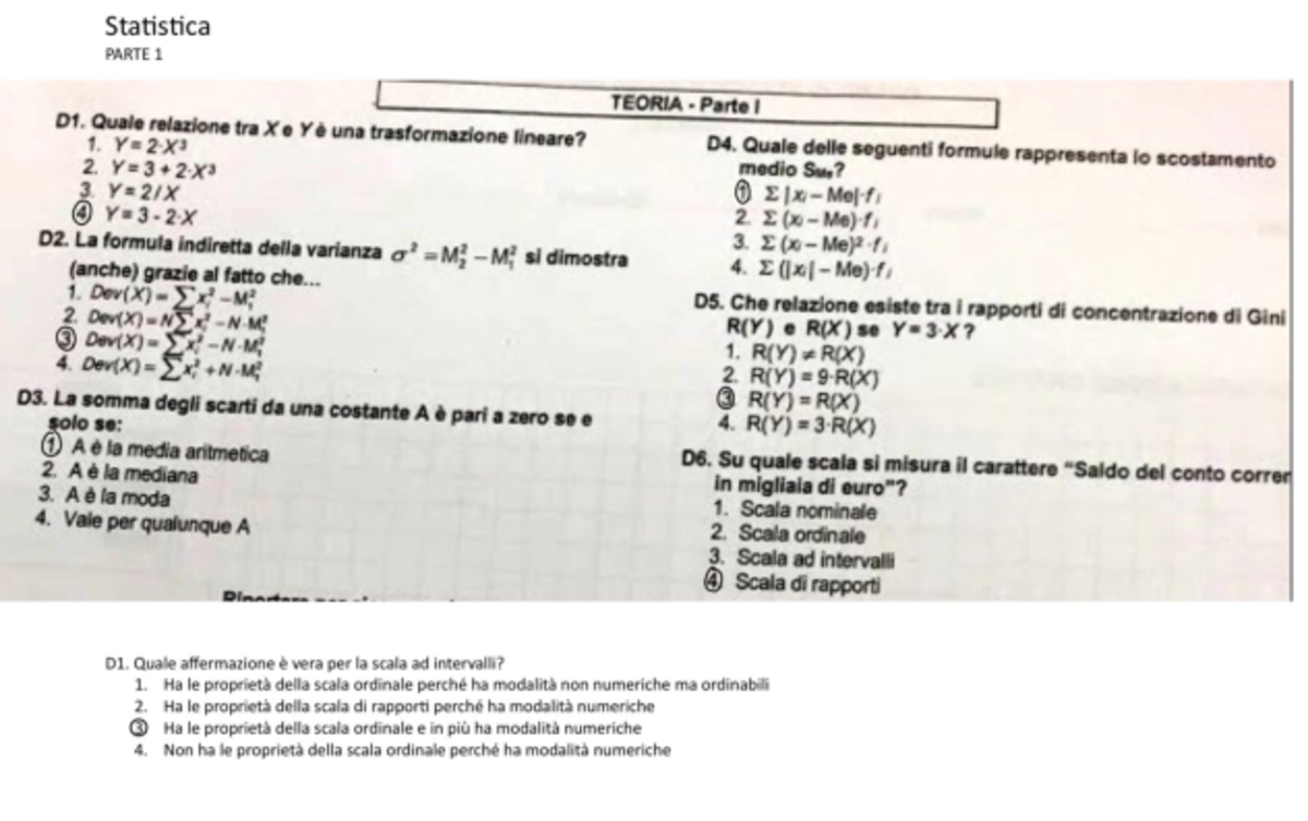 Domande teoria statistica - Statistica - Studocu