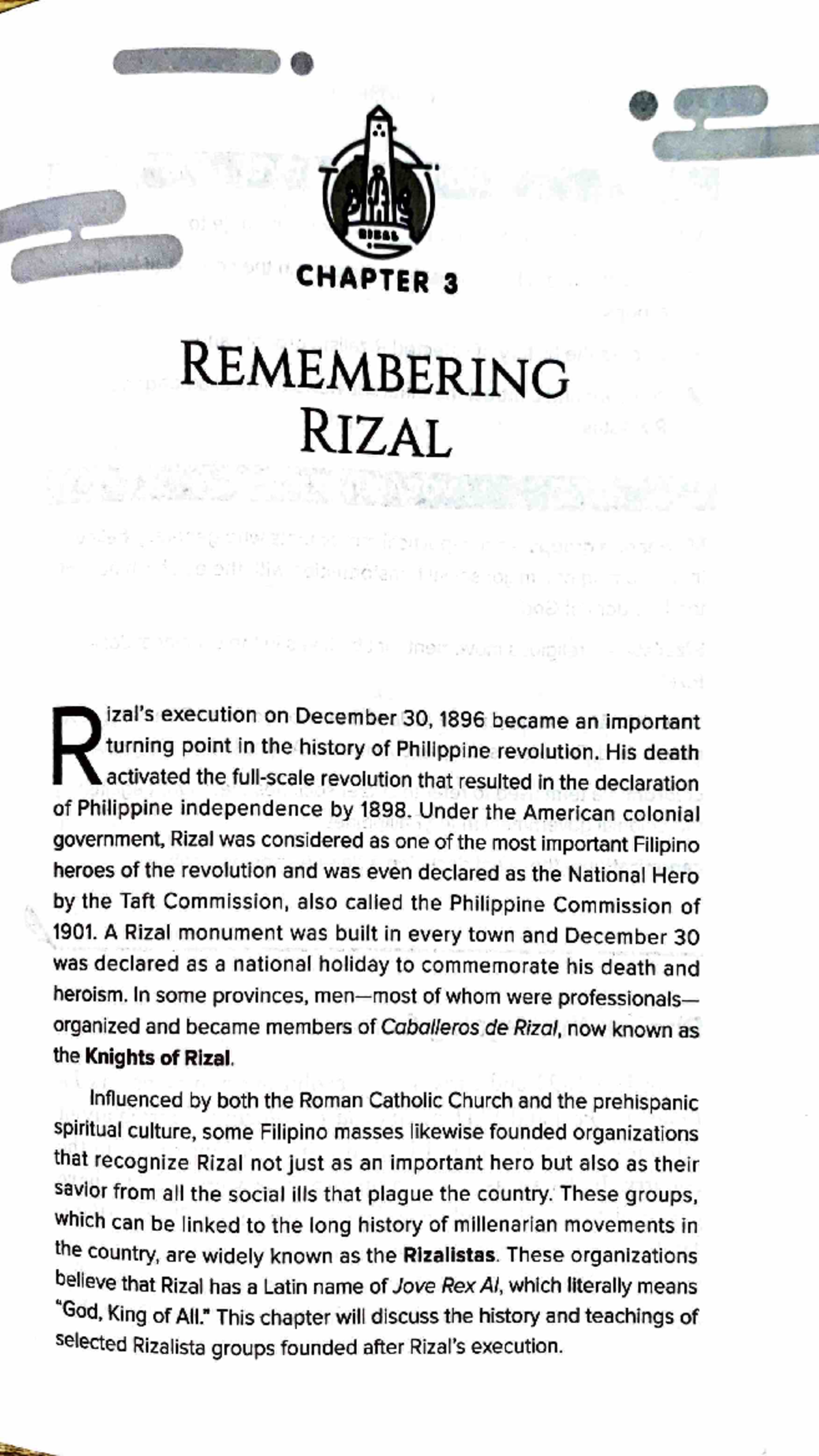 RZL - pdf file for remember rizal - CHAPTER 3 REMEMBERING RIZAL R execution on December 30, 1896 ...